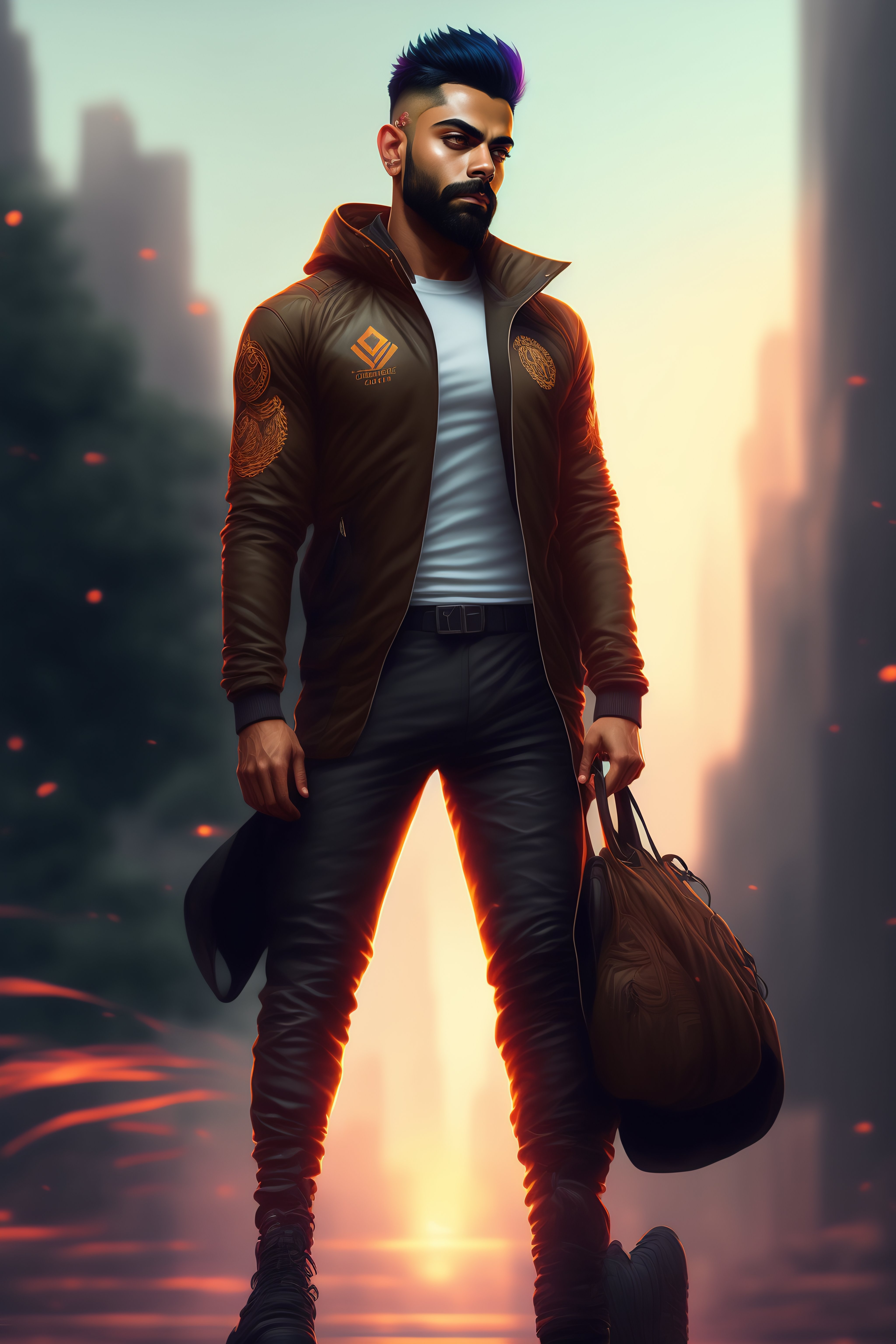 Lexica - Full body portrait of Virat Kohli as by dan mumford, yusuke ...