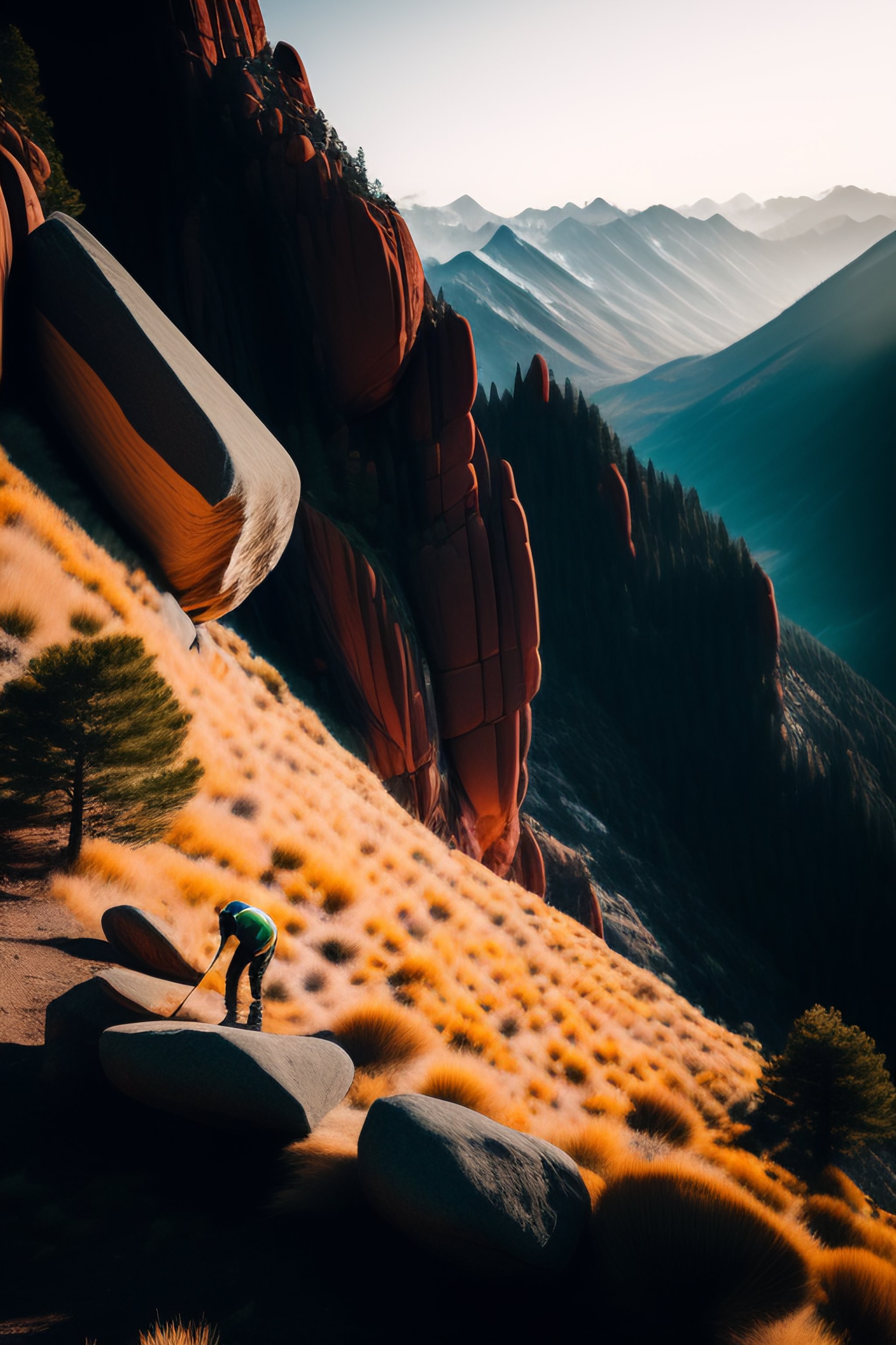 Lexica - Multiple people moving boulder wall into place , story telling ...