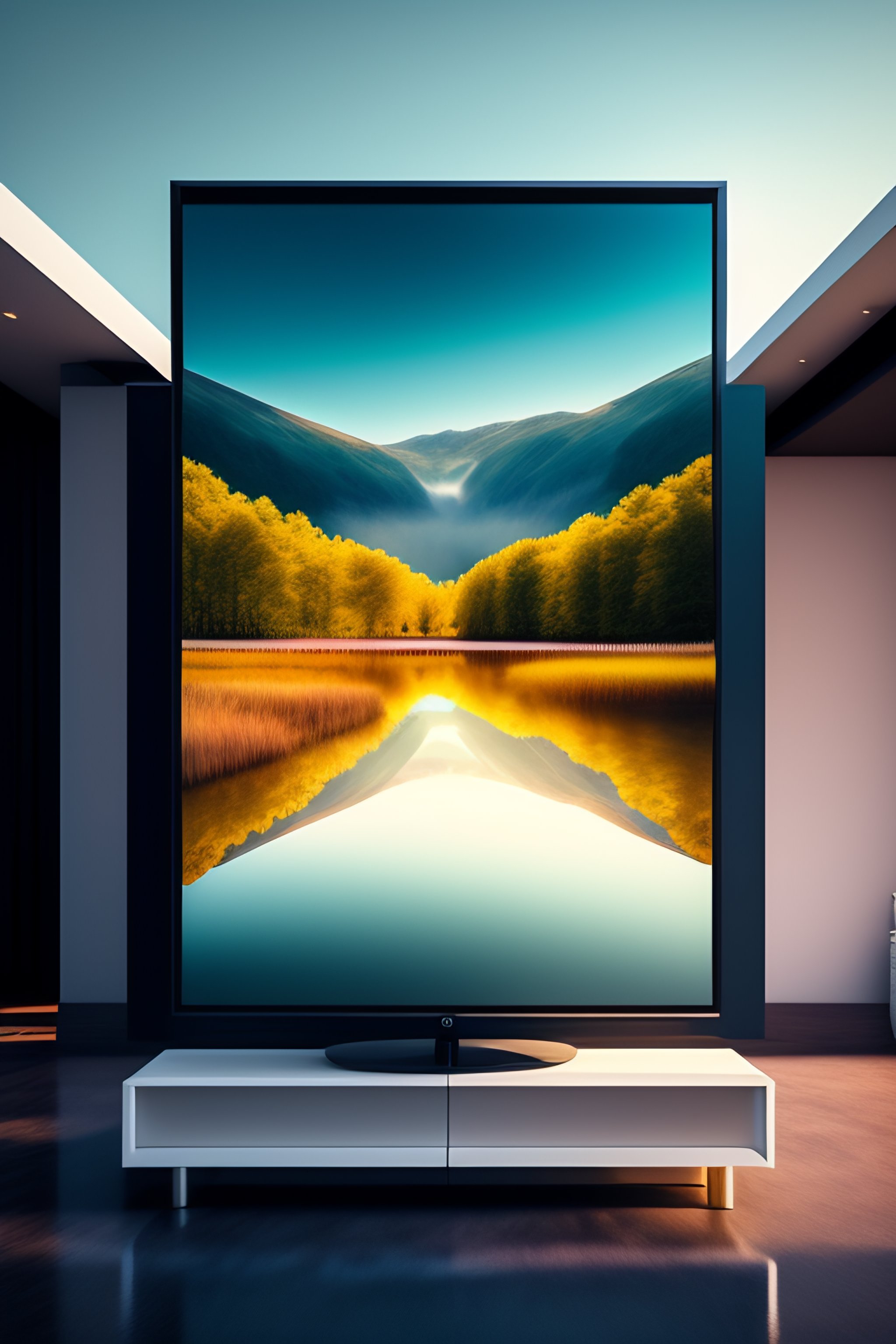 Lexica - A television flying above a river