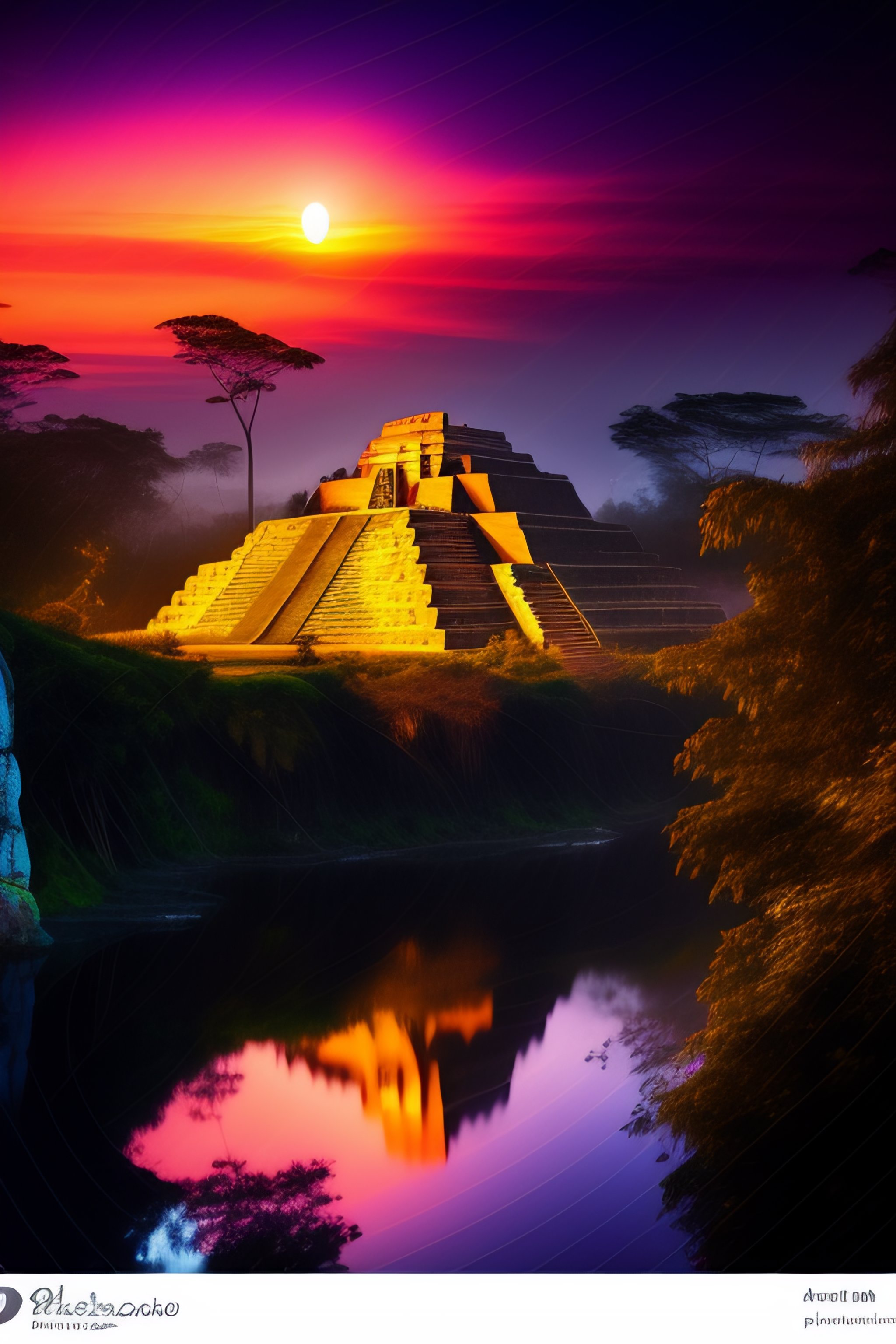 Lexica - Mayan city pramid sunset night ivy foliage abandoned ...