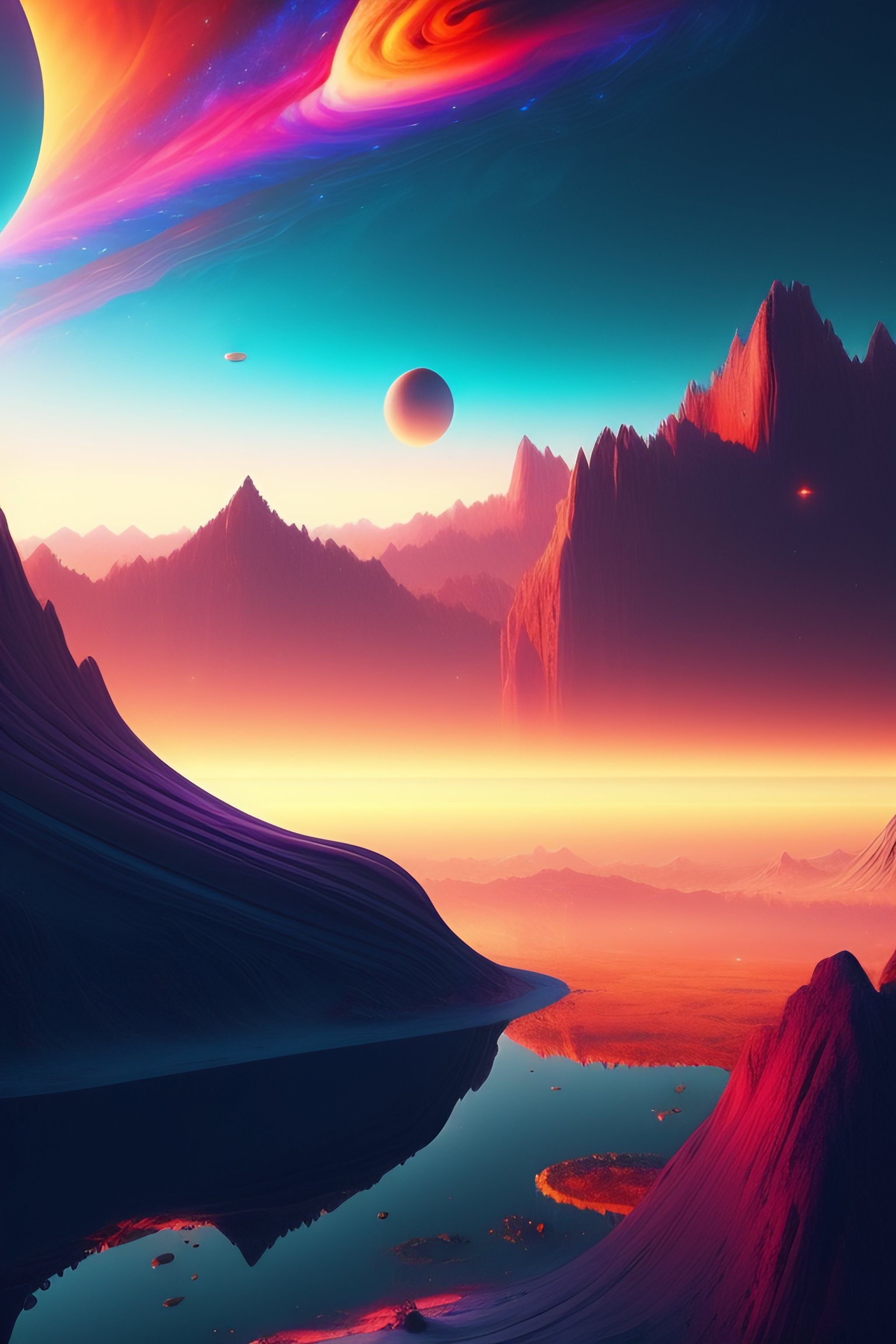 Lexica - Space cloudy landscape, a lonely astronaut flies in the clouds ...