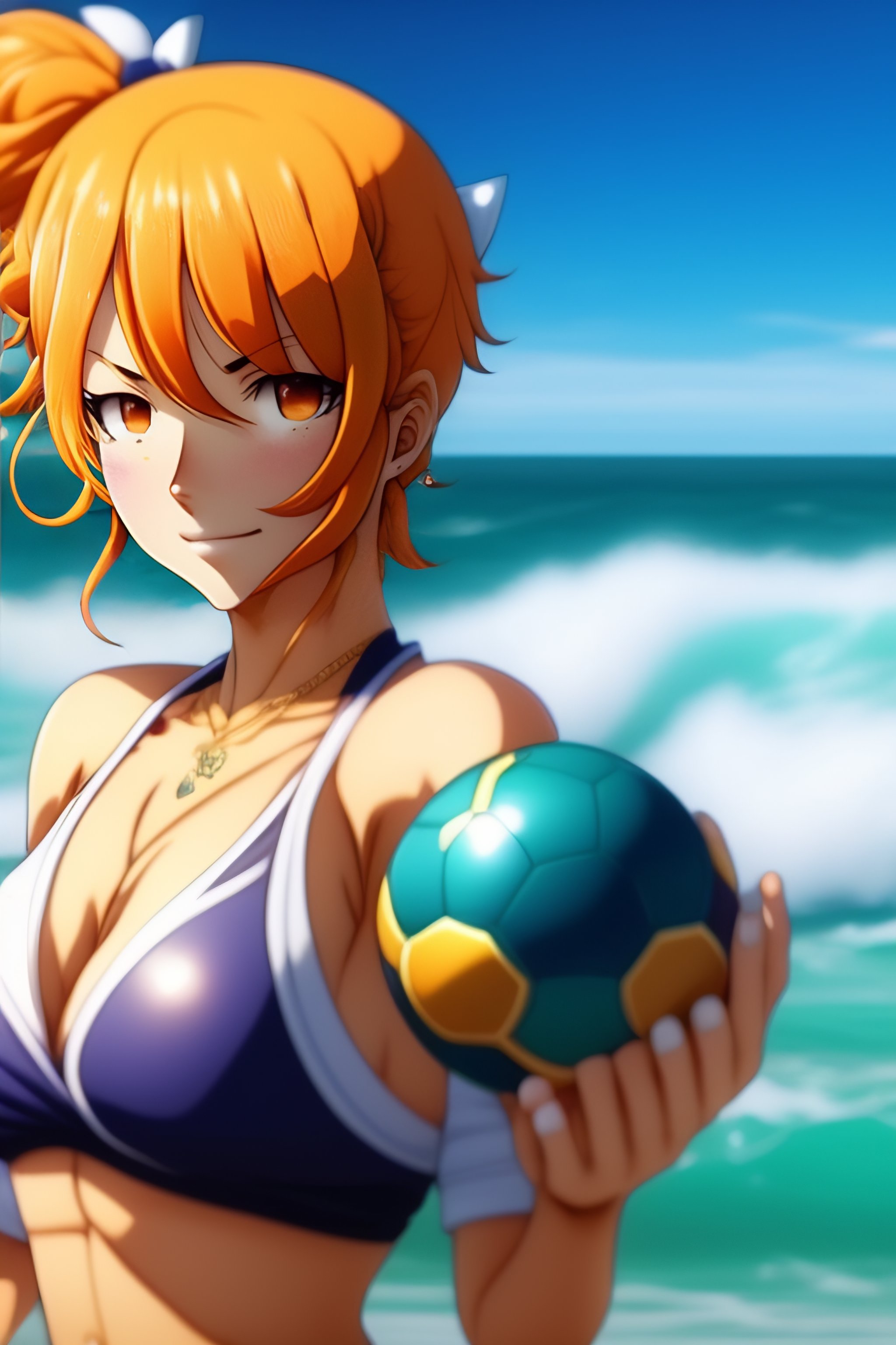 Lexica - Nami one piece dropping a ball at the beach