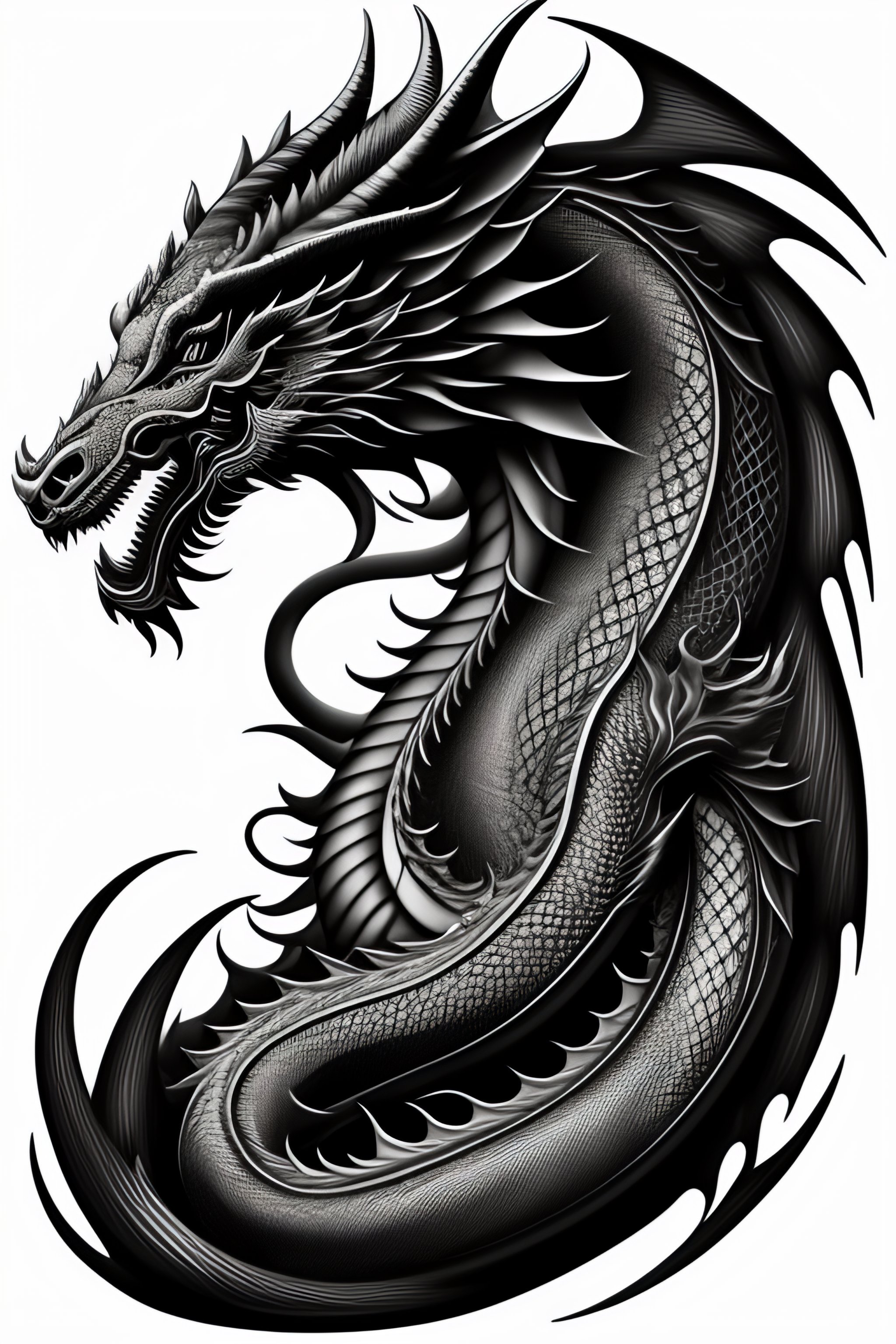 Lexica - Chinese full dragon tattoo, 8k, high resolution, blackwork ...