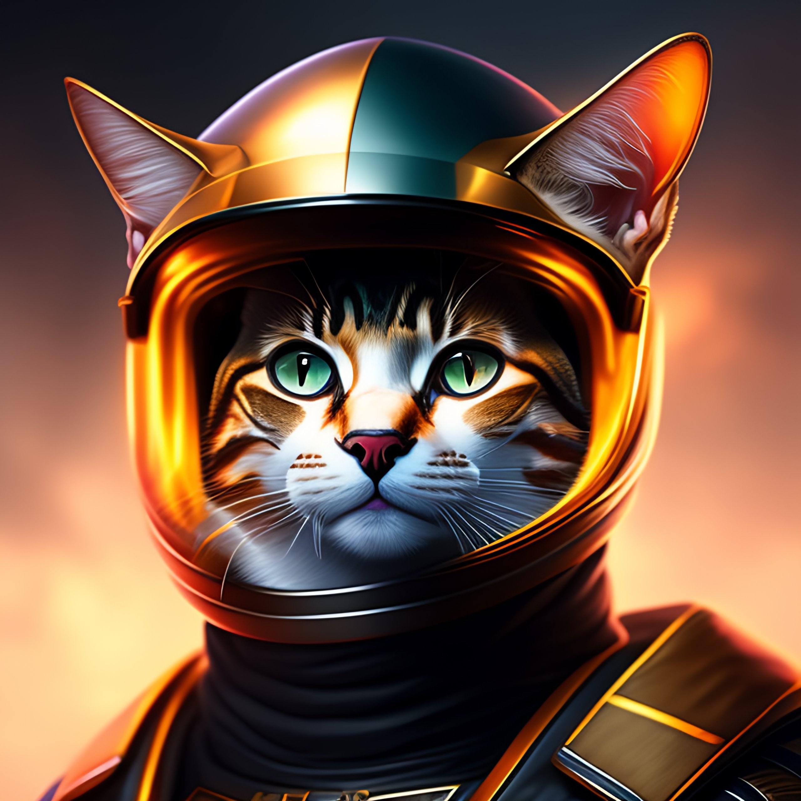Lexica - Portrait of a cat starship captain with a helmet as an apex ...