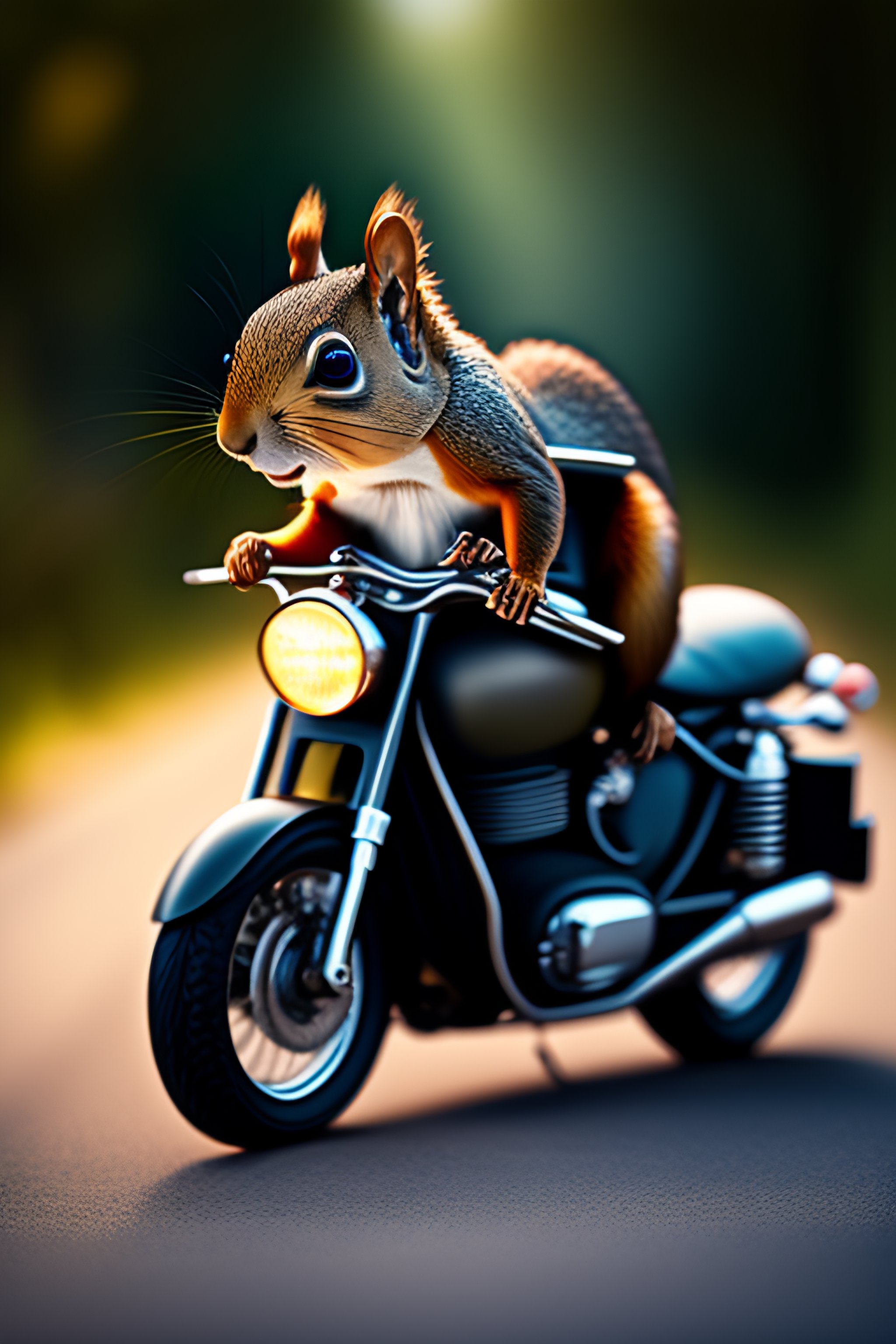 Lexica - Picture of a squirrel riding motorcycle