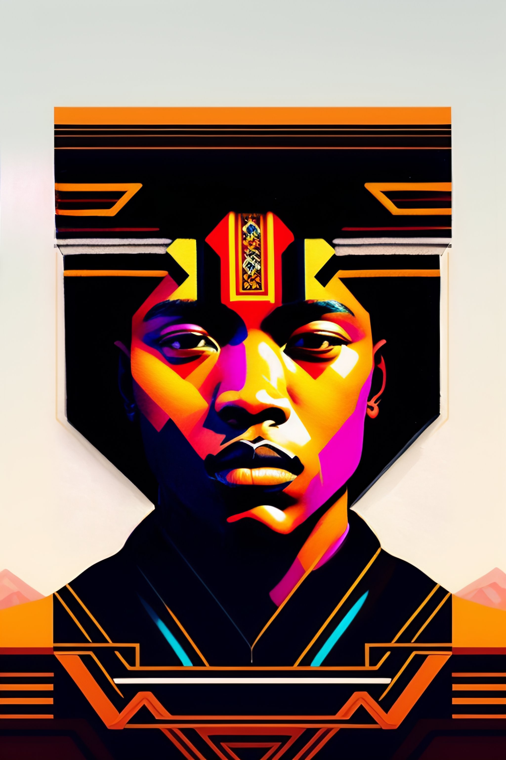 Lexica - Symmetry!! portrait of an aztec and black men, white men ...