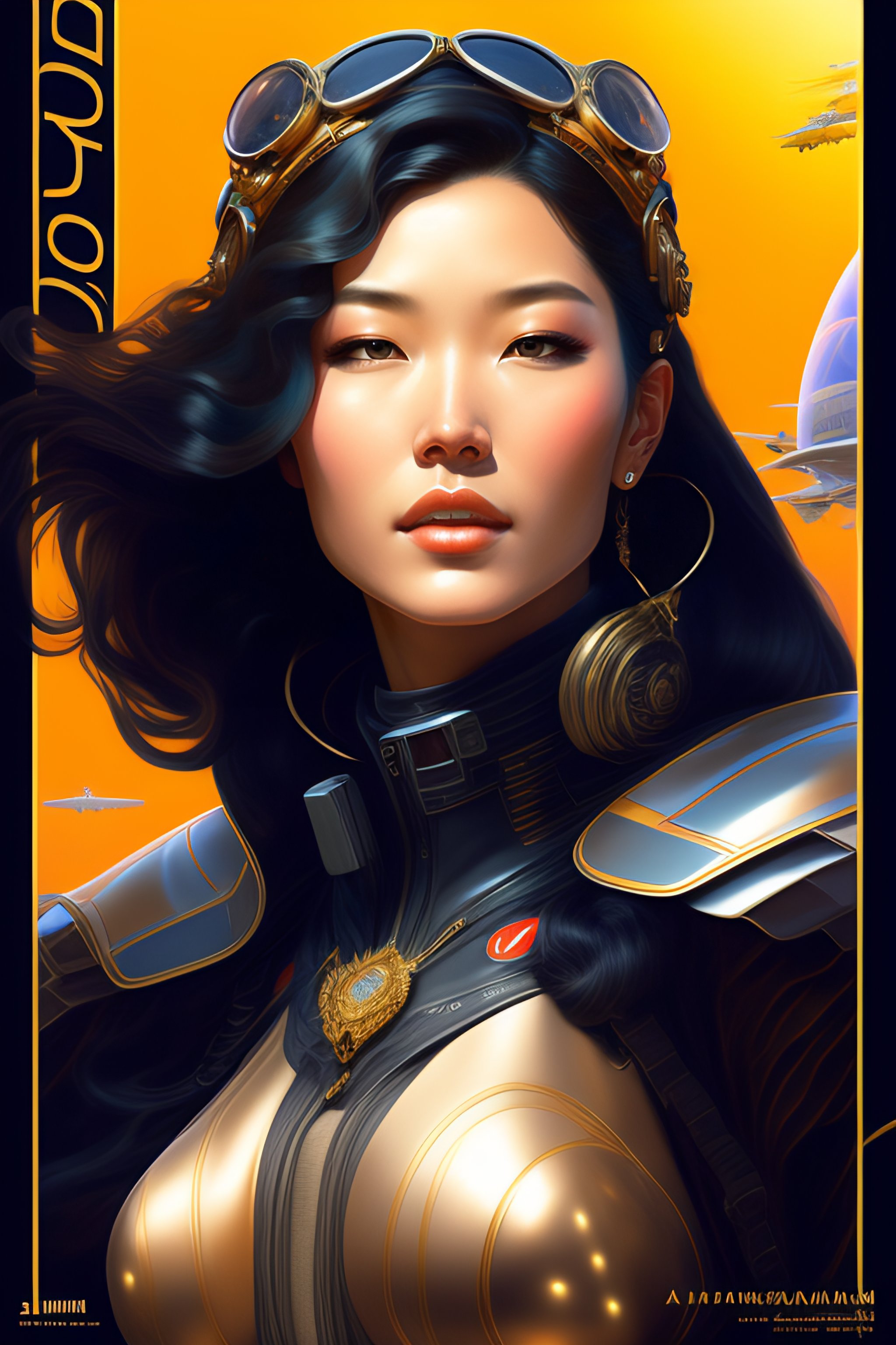 Lexica - Face portrait of an elegant, pilot girl, cyborg aircraft parts ...