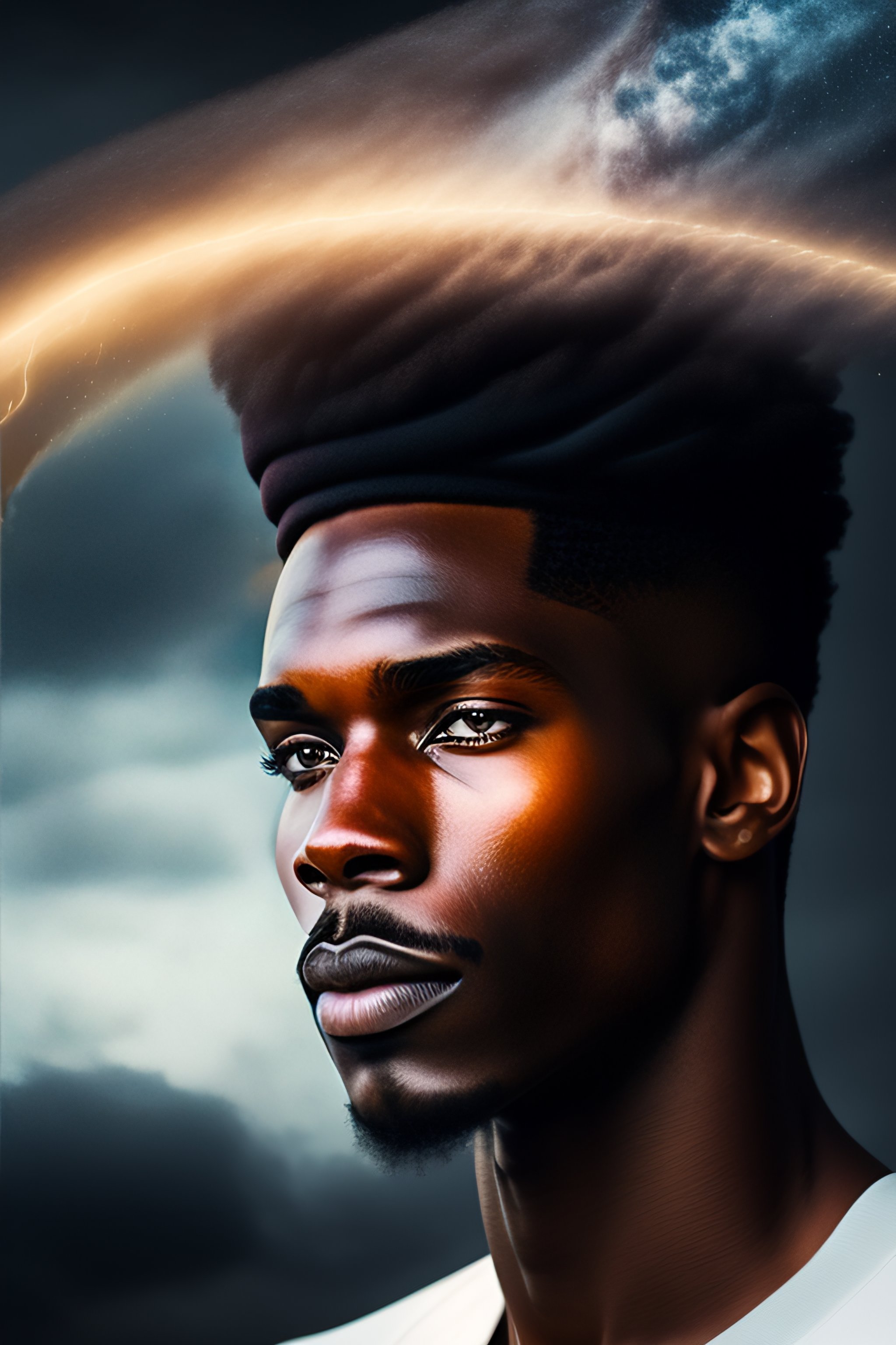 Lexica - Tall black male with thunder and lightening