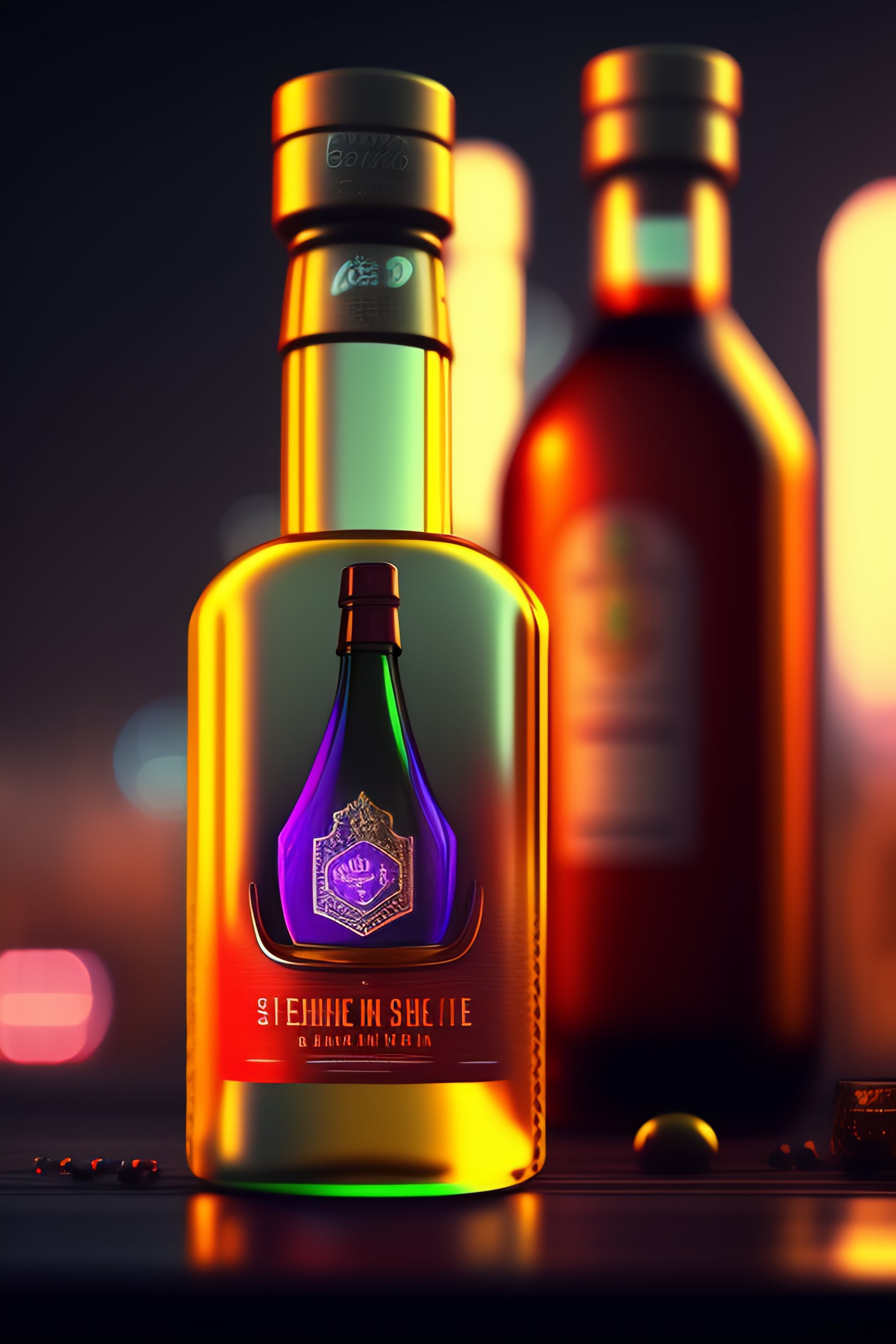 Lexica - Image of a bottle of gin on the deck of a spaceship with a ...