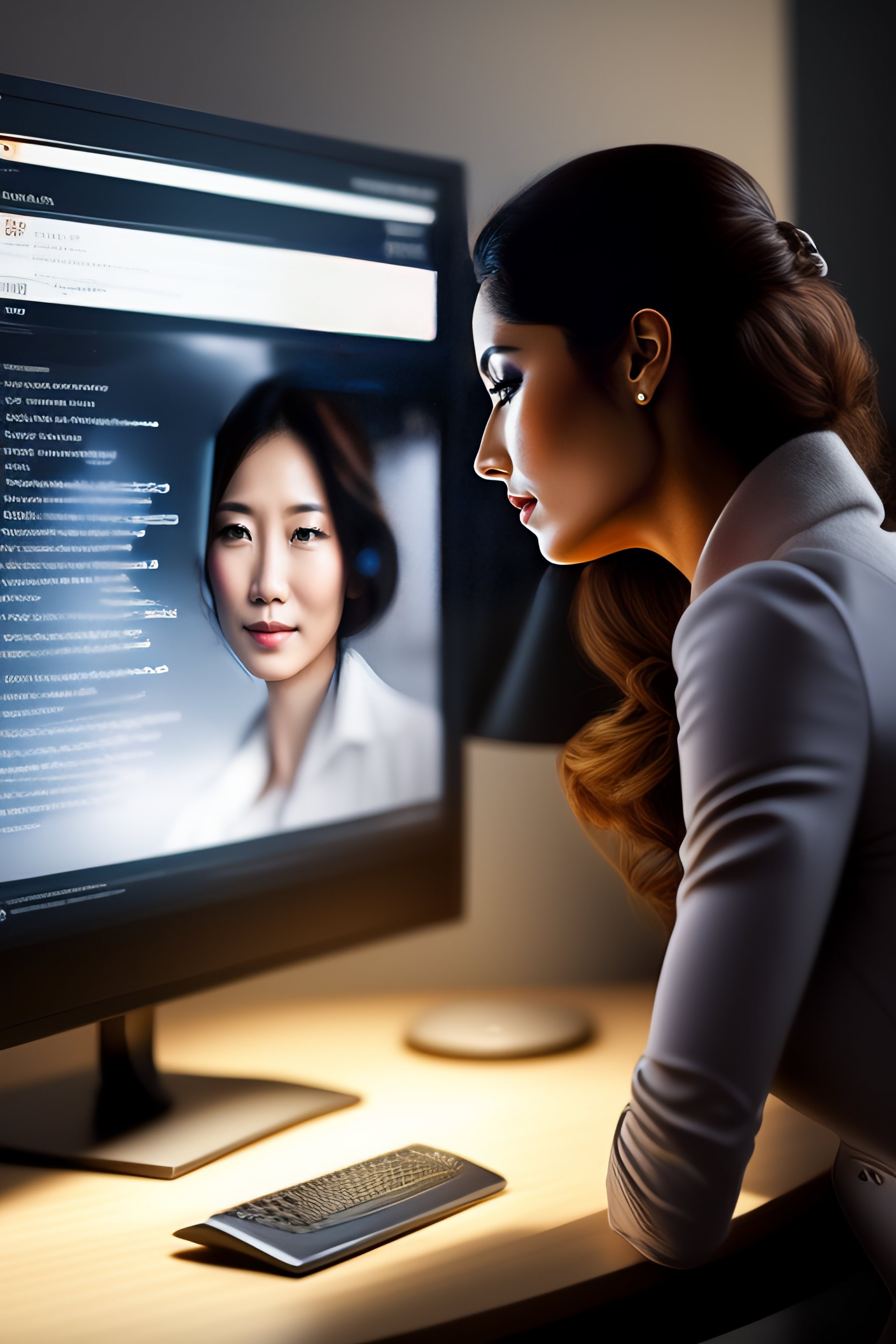 Lexica - Beautiful woman looking at a computer screen