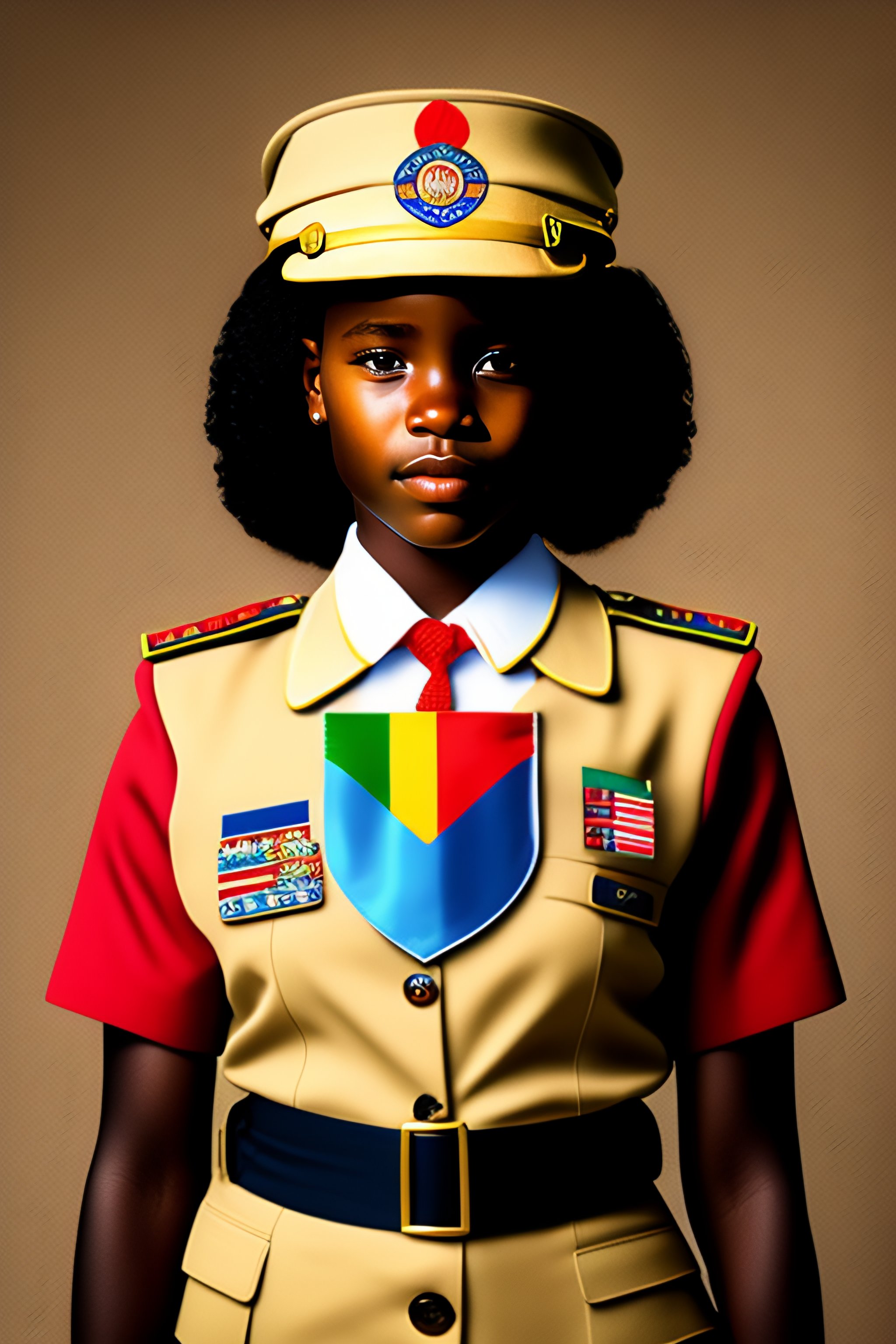 Lexica - Congolese rdc girl scout in uniform flag