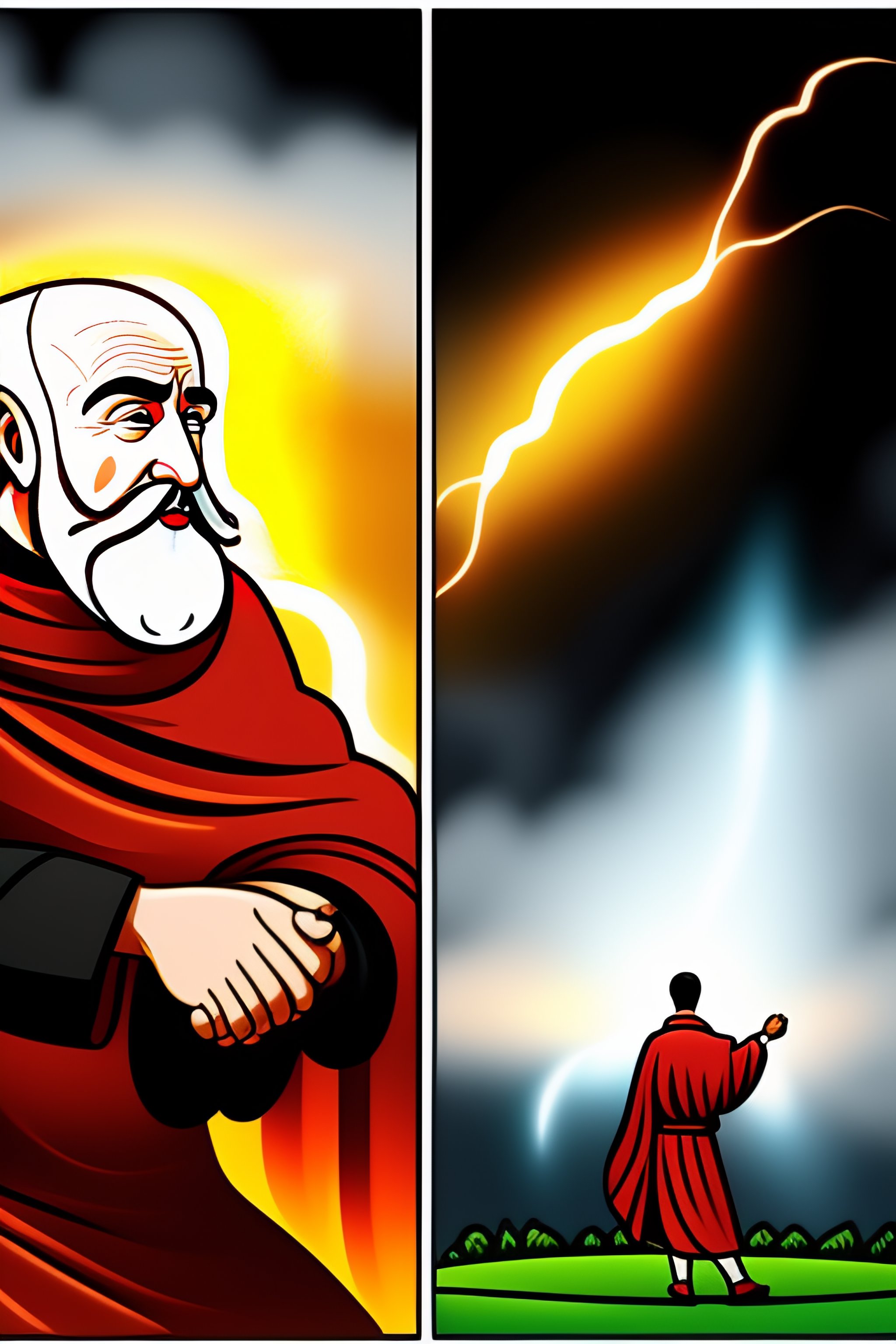 Lexica - Multipanel Cartoon Comic of catholic Monk being hit by ...