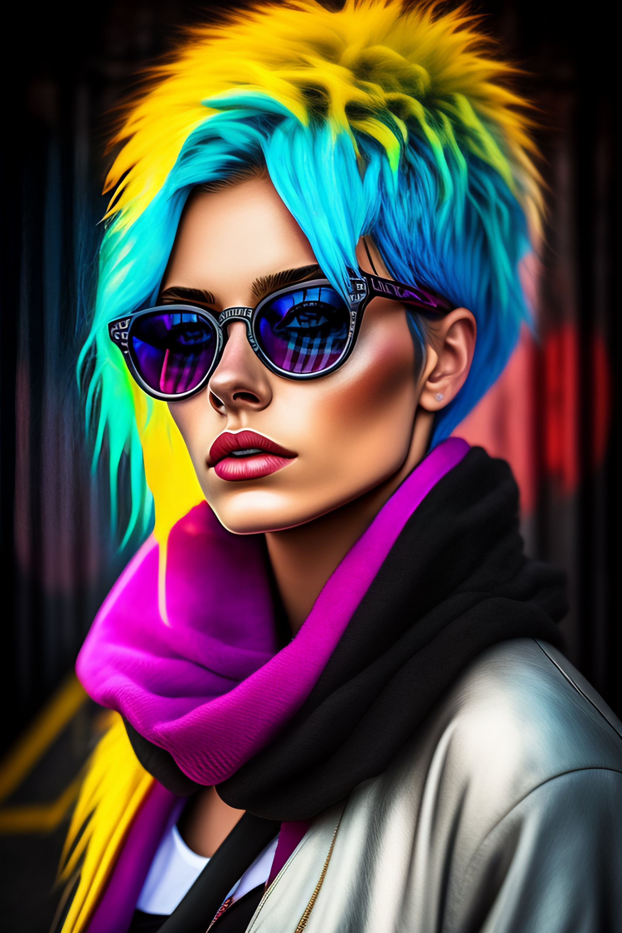 Lexica - Highly detailed portrait of a sewer emo punk woman student ...