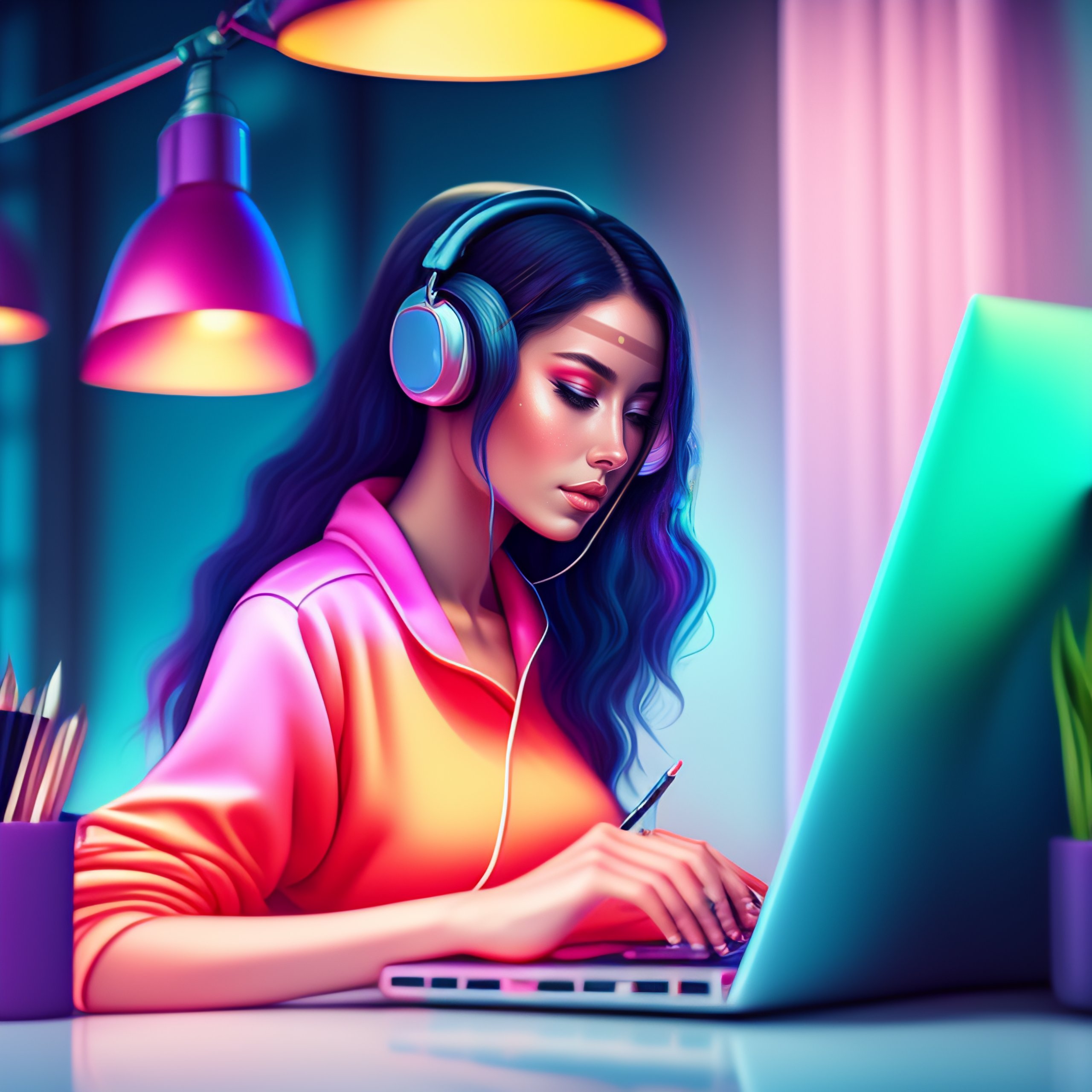 Lexica - Woman programming on her laptop, coding aesthetic, fantasy ...