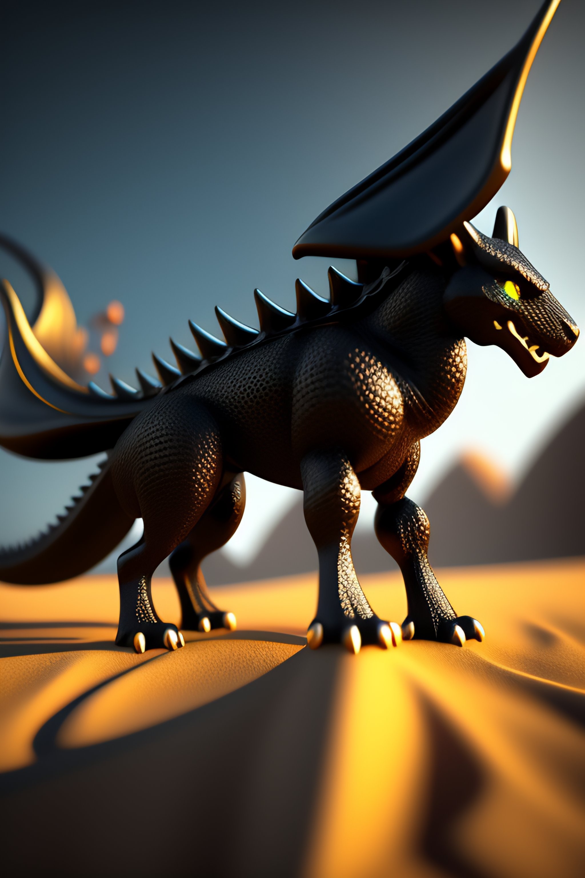 Lexica - Black dragon with a beige underbelly and a green head, depth ...