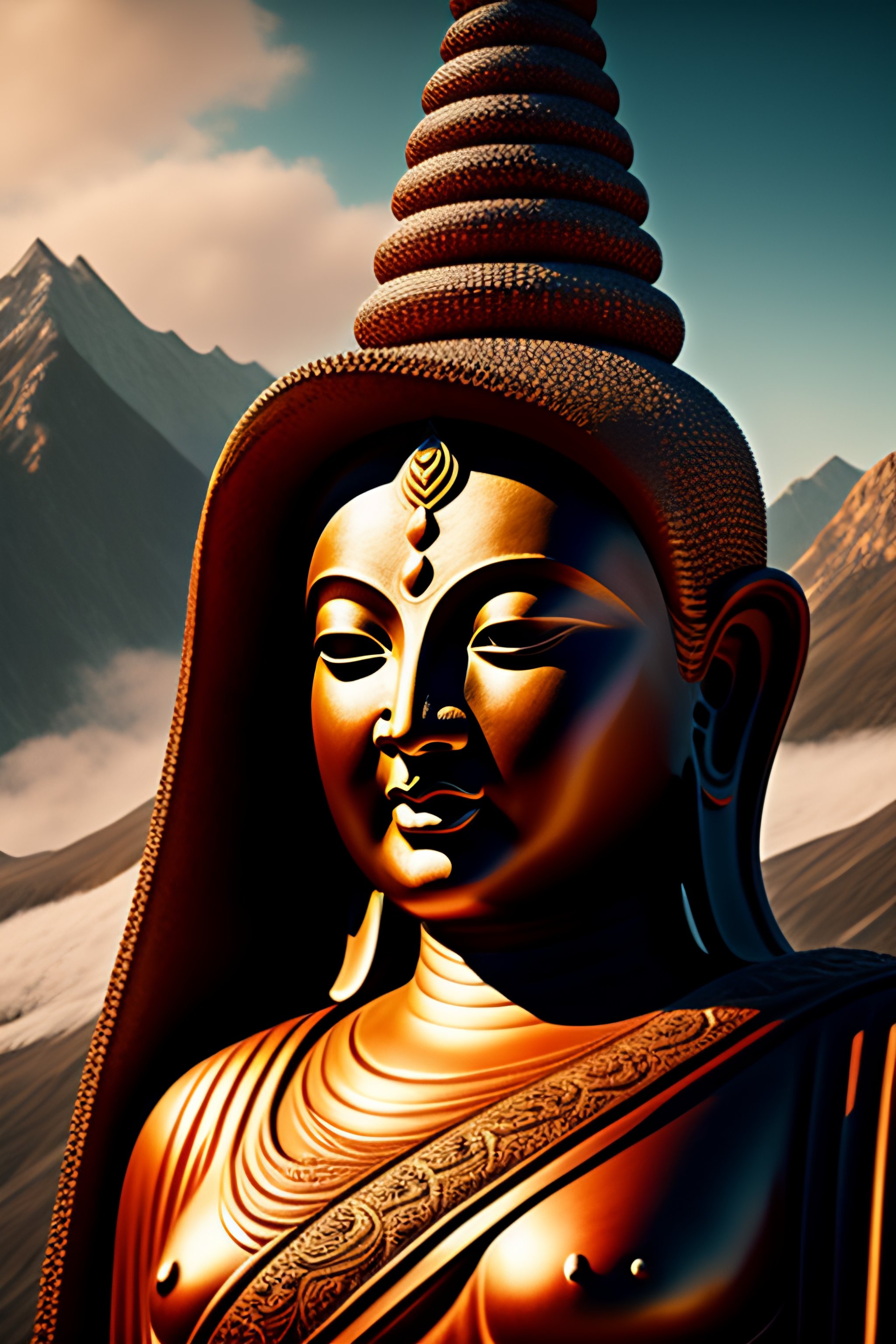 Lexica - Epic Buddha relief on an epic mountain, 8k, cinematic