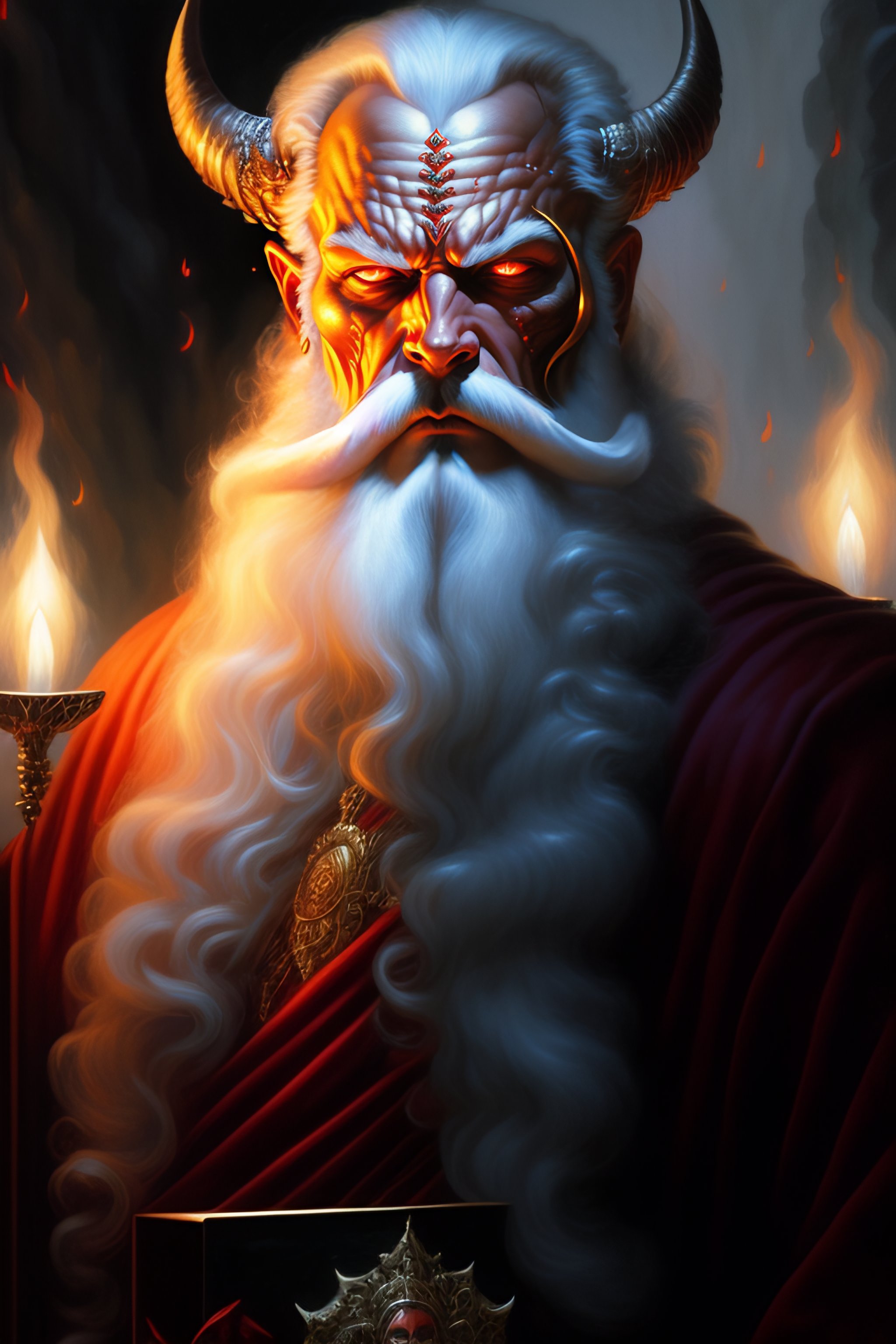 Lexica - Demon Santa Claus painting by donato giancola and ben ...