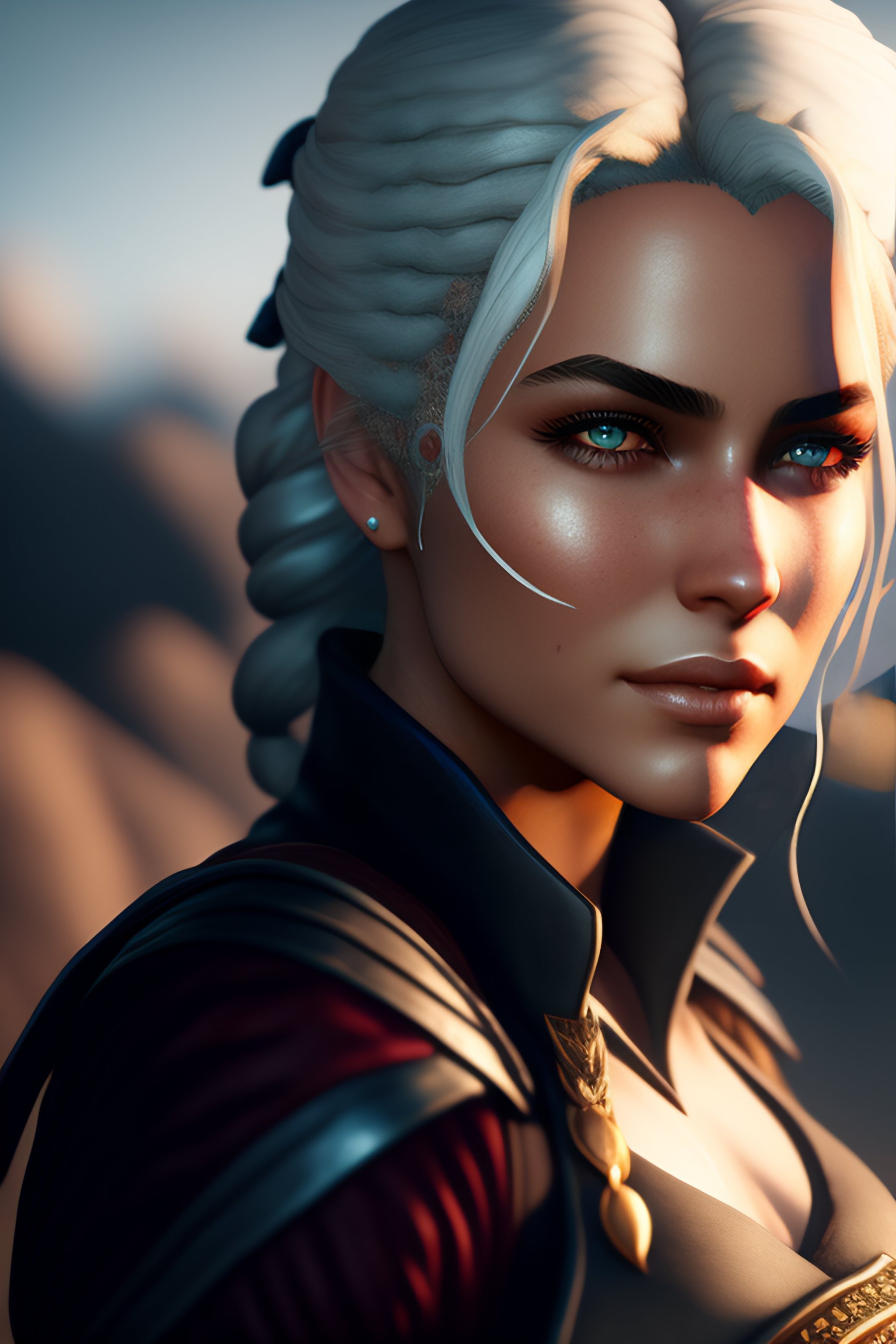 Lexica - High quality image of ciri, anime, realistic, cowboy shot