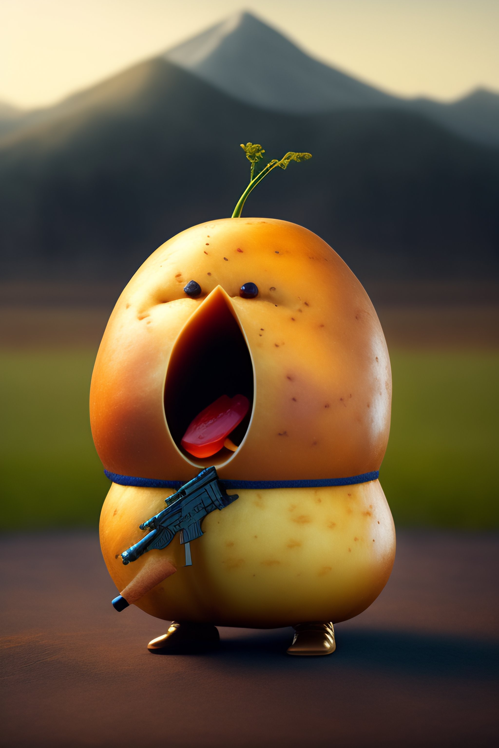 Lexica - Angry potato with guns