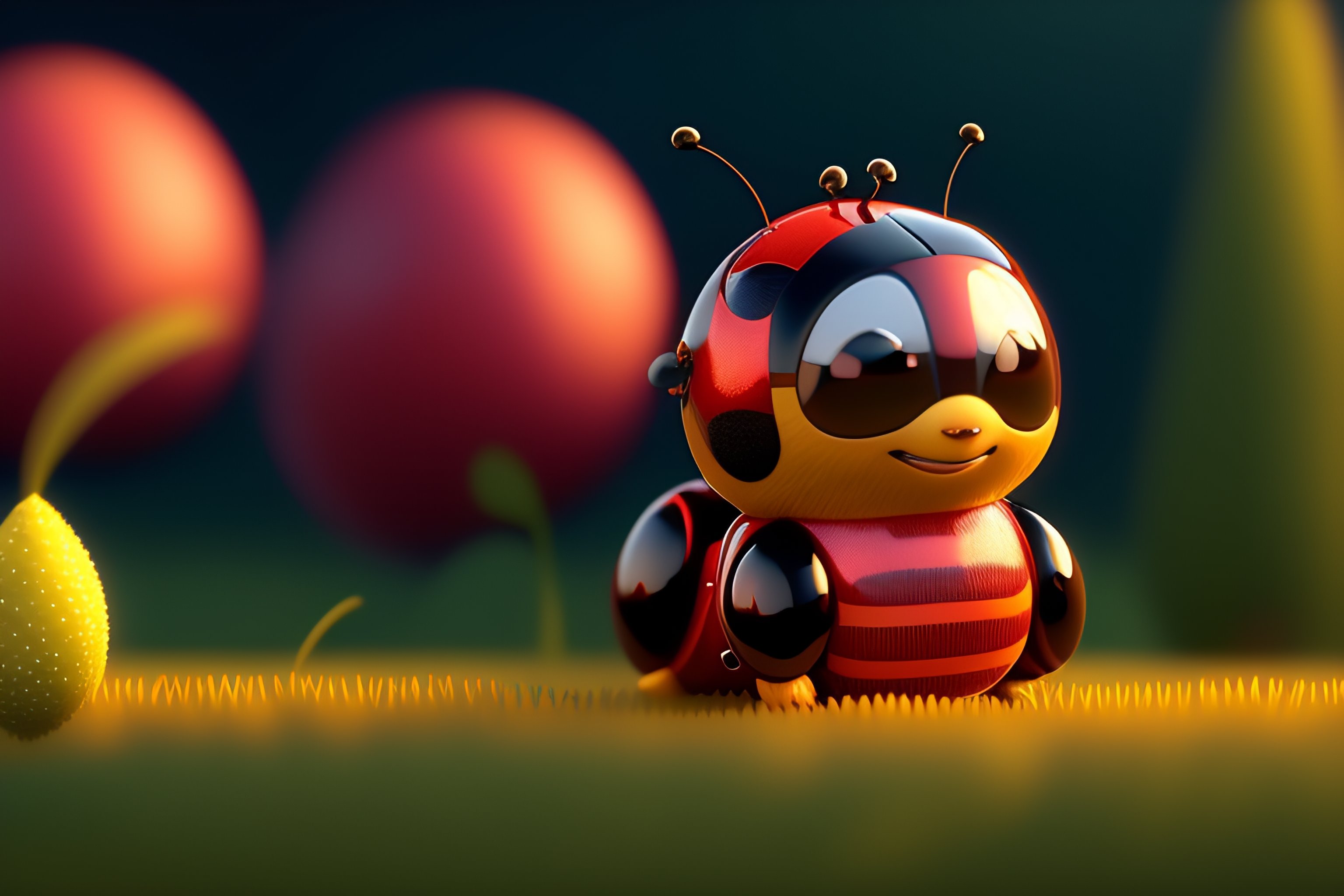 Lexica - Cute adorable little ladybug waving and smiling greeting me ...