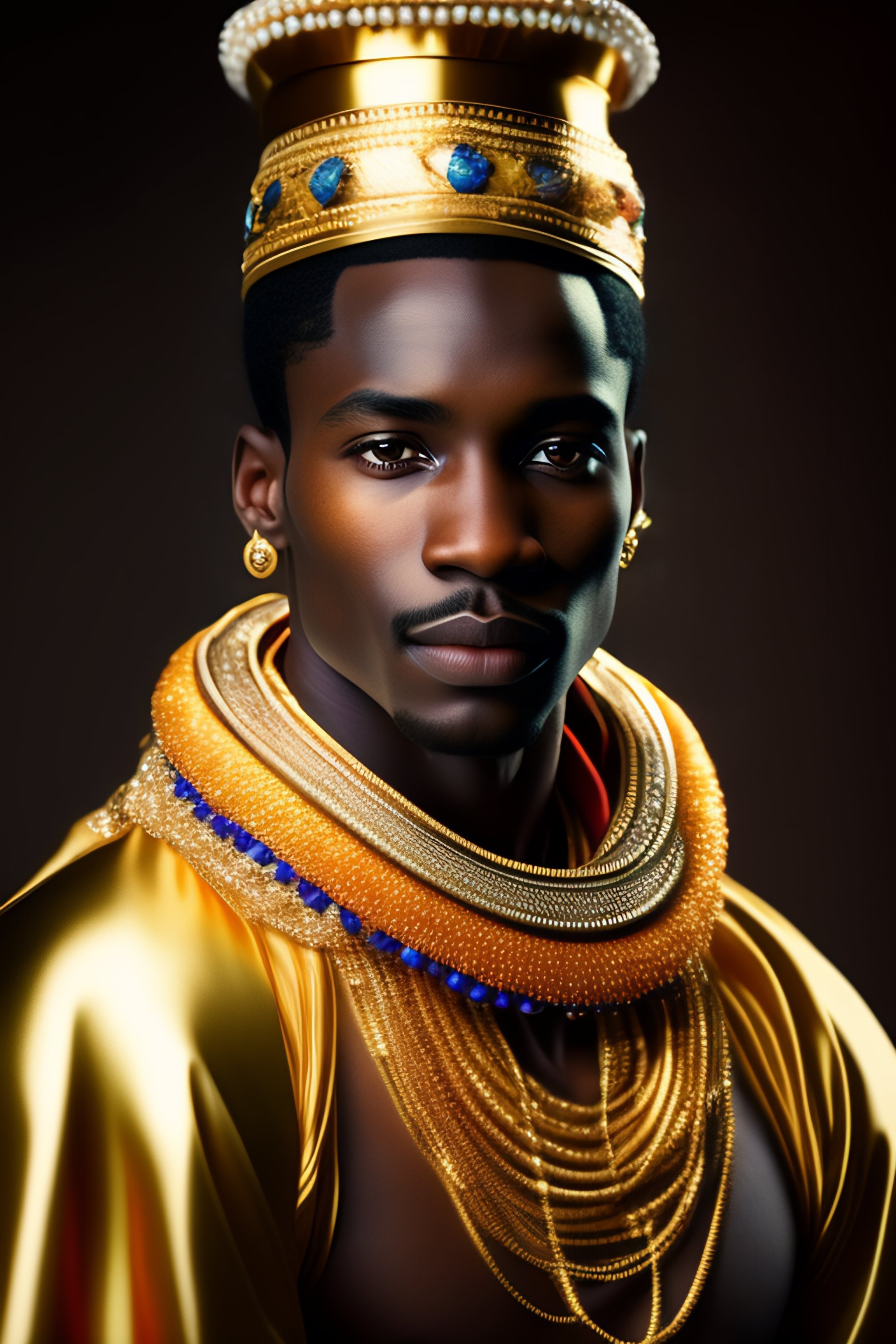 Lexica - African prince, wearing royal robes, wearing gold ornaments ...