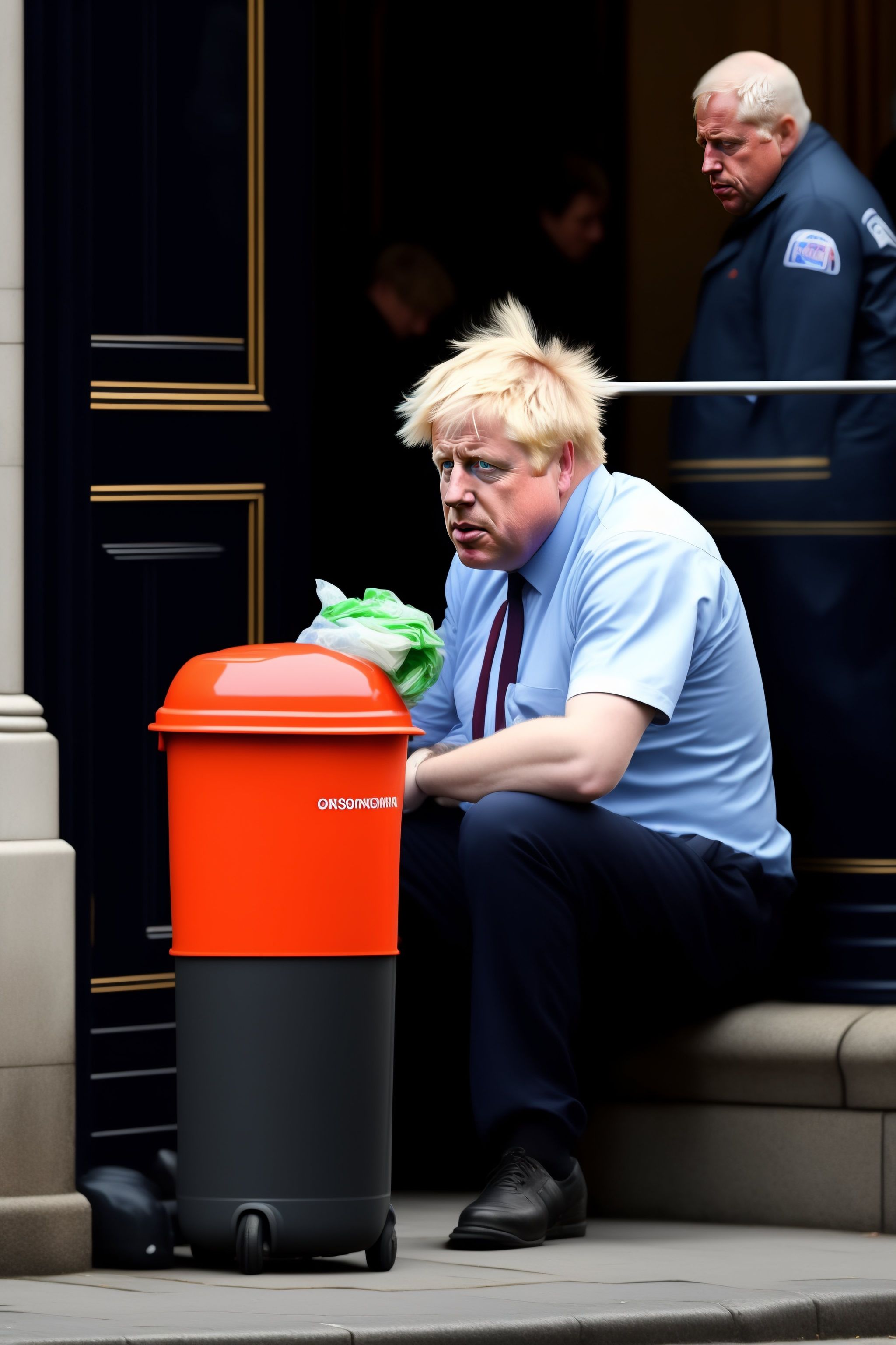 Lexica - Boris Johnson as a homeless person in dirty clothes eating ...