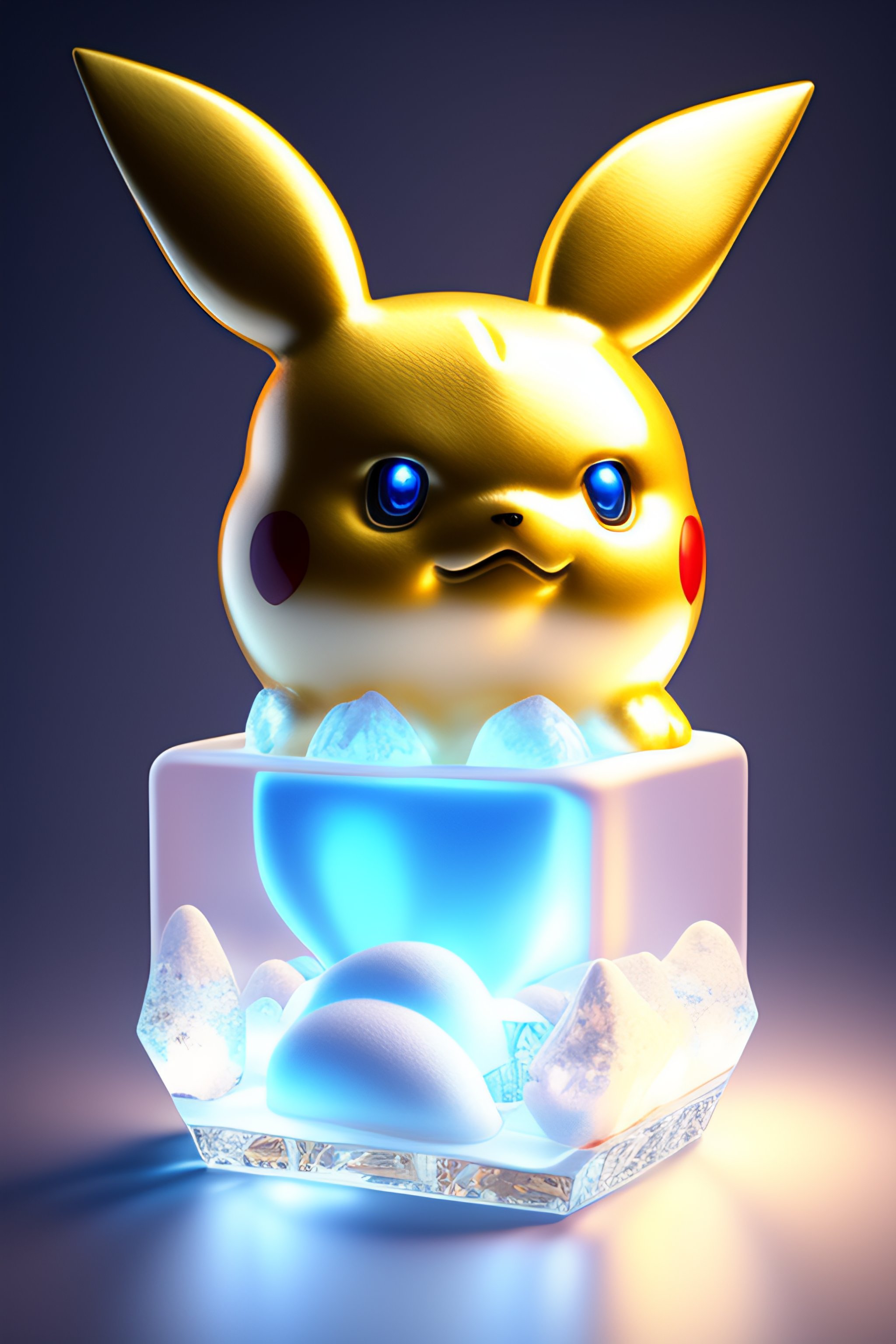 Lexica - Ice Sculpture of Pikachu, transparent, frozen, highly detailed ...