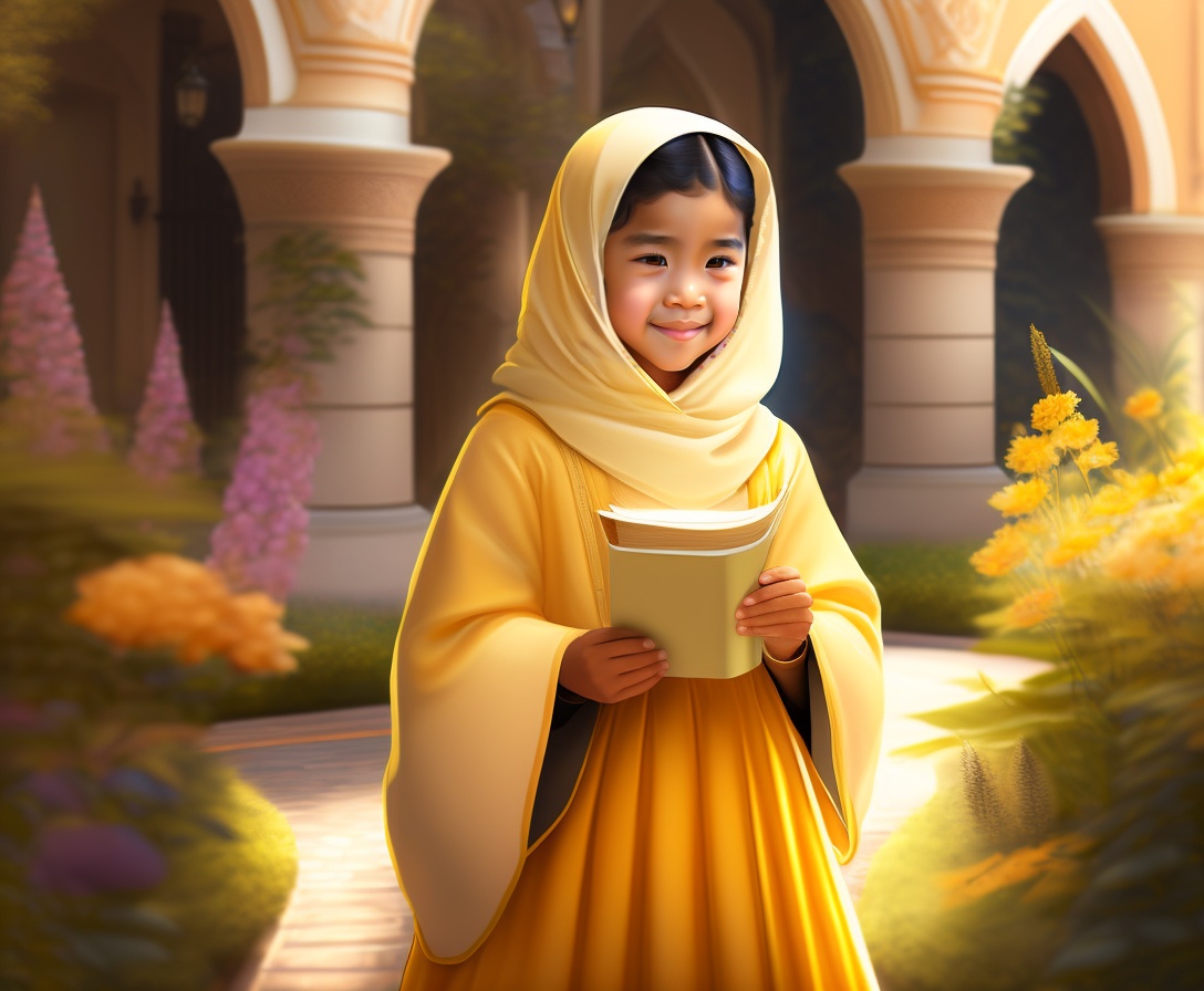 Lexica - Muslim hijabi girl standing, children's storybook art, art ...