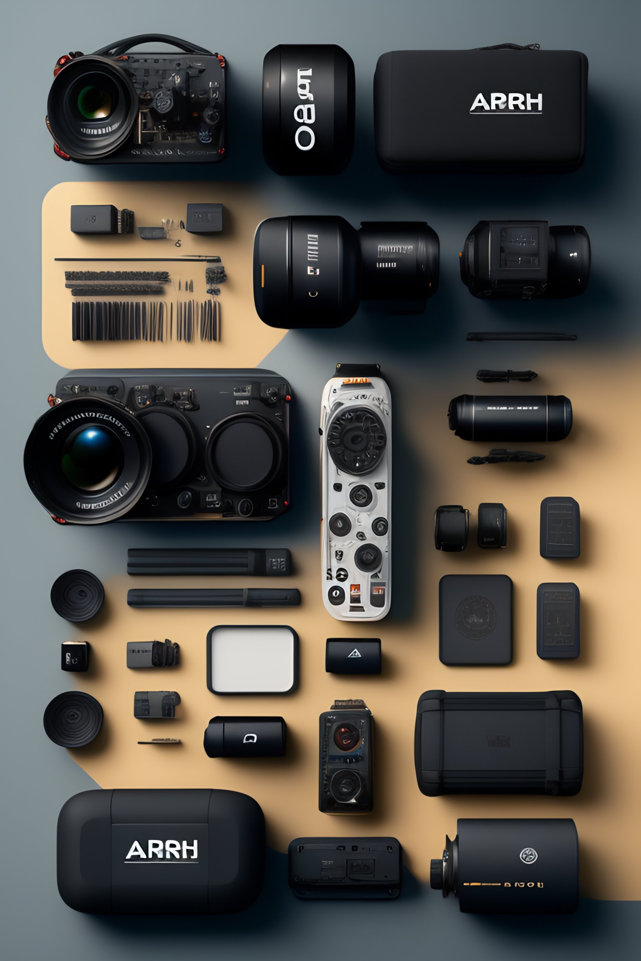 Lexica - "ARRI Alexa Mini", knolling, flat lay, deconstruction, highly ...