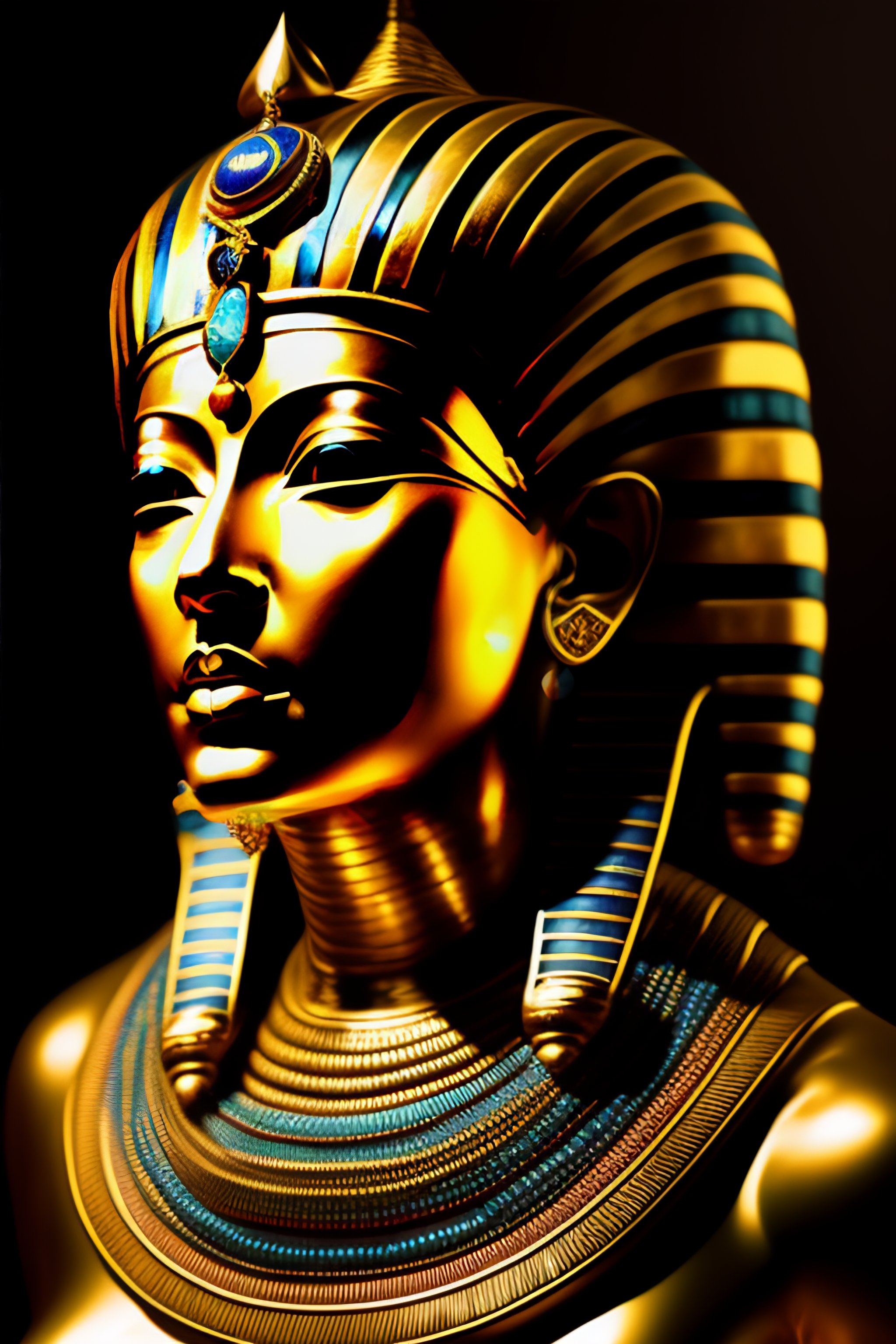 Lexica - Portrait of Tutankhamun in the style of surrealism, with a ...