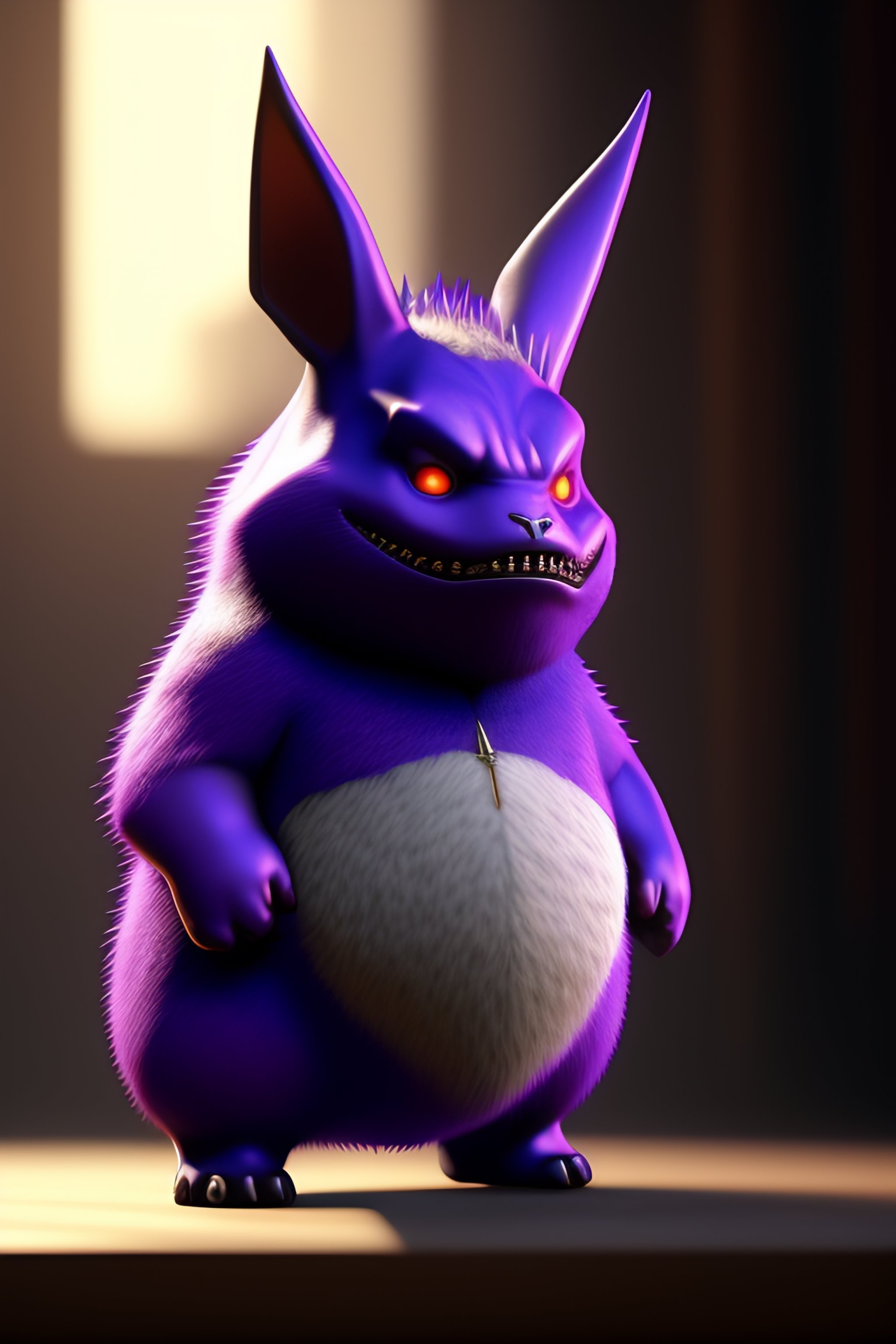 Lexica Super Realistic Gengar Is A Dark Purple Bipedal Pok mon With