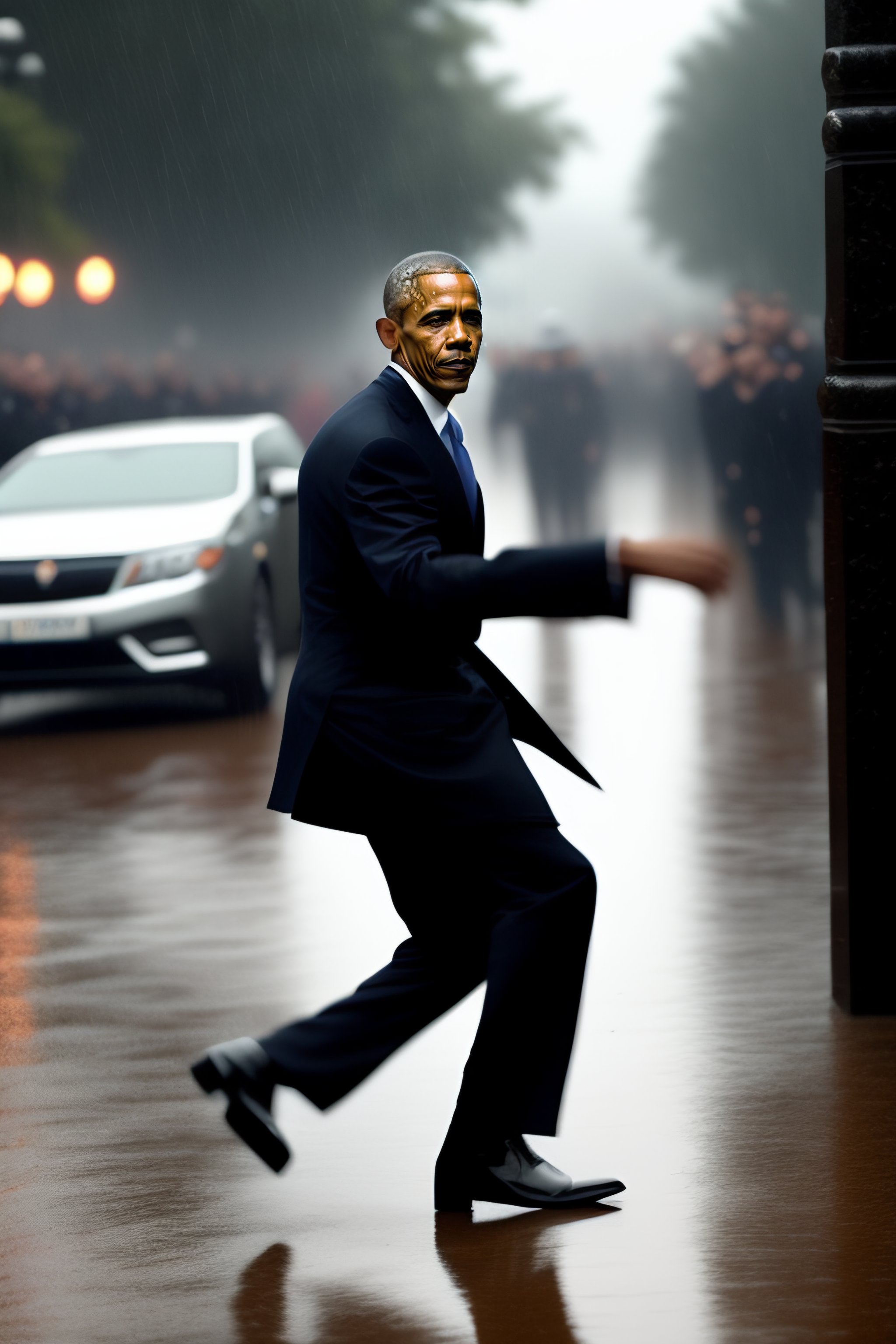Lexica - Obama dancing salsa under the rain