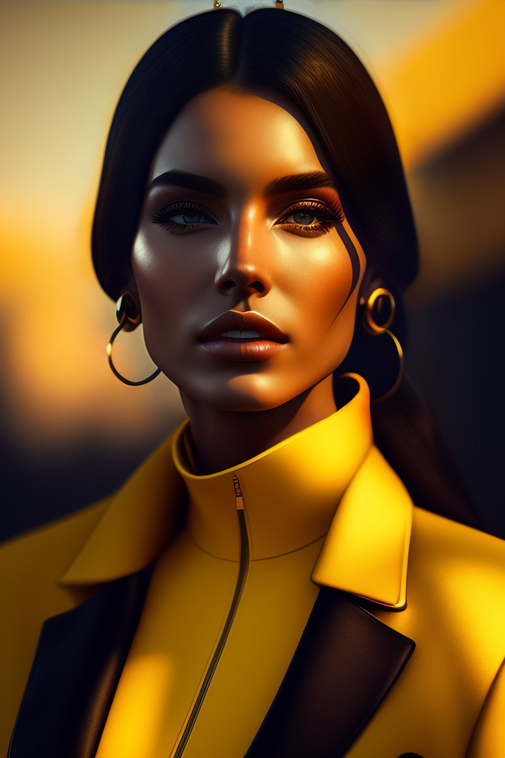 Lexica - Beautiful girl dressed in fashion style vintage, trending on artstation”, yellow-black ...