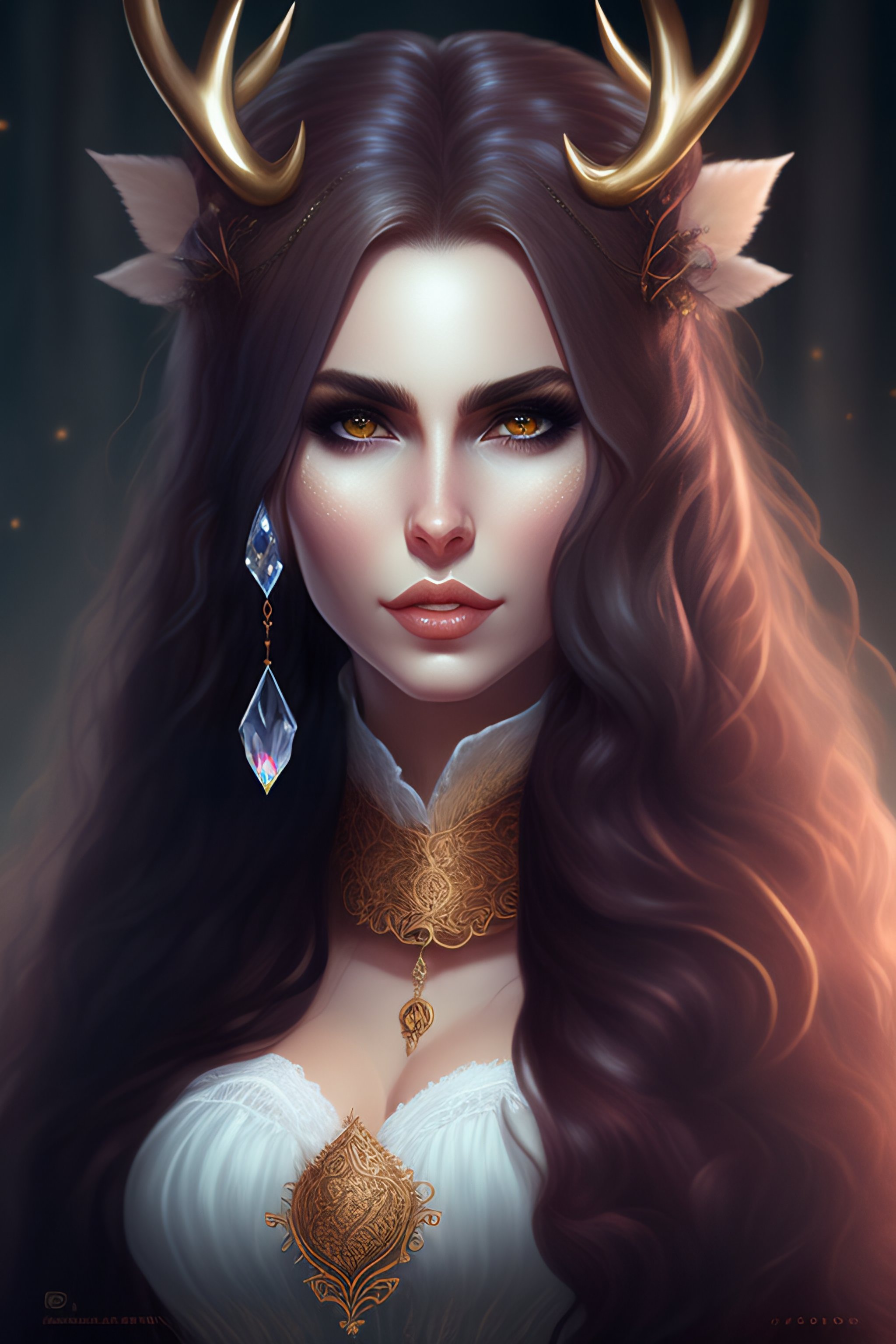 Lexica - Woman with long rosette hair, cubby, long skinny face, big ...