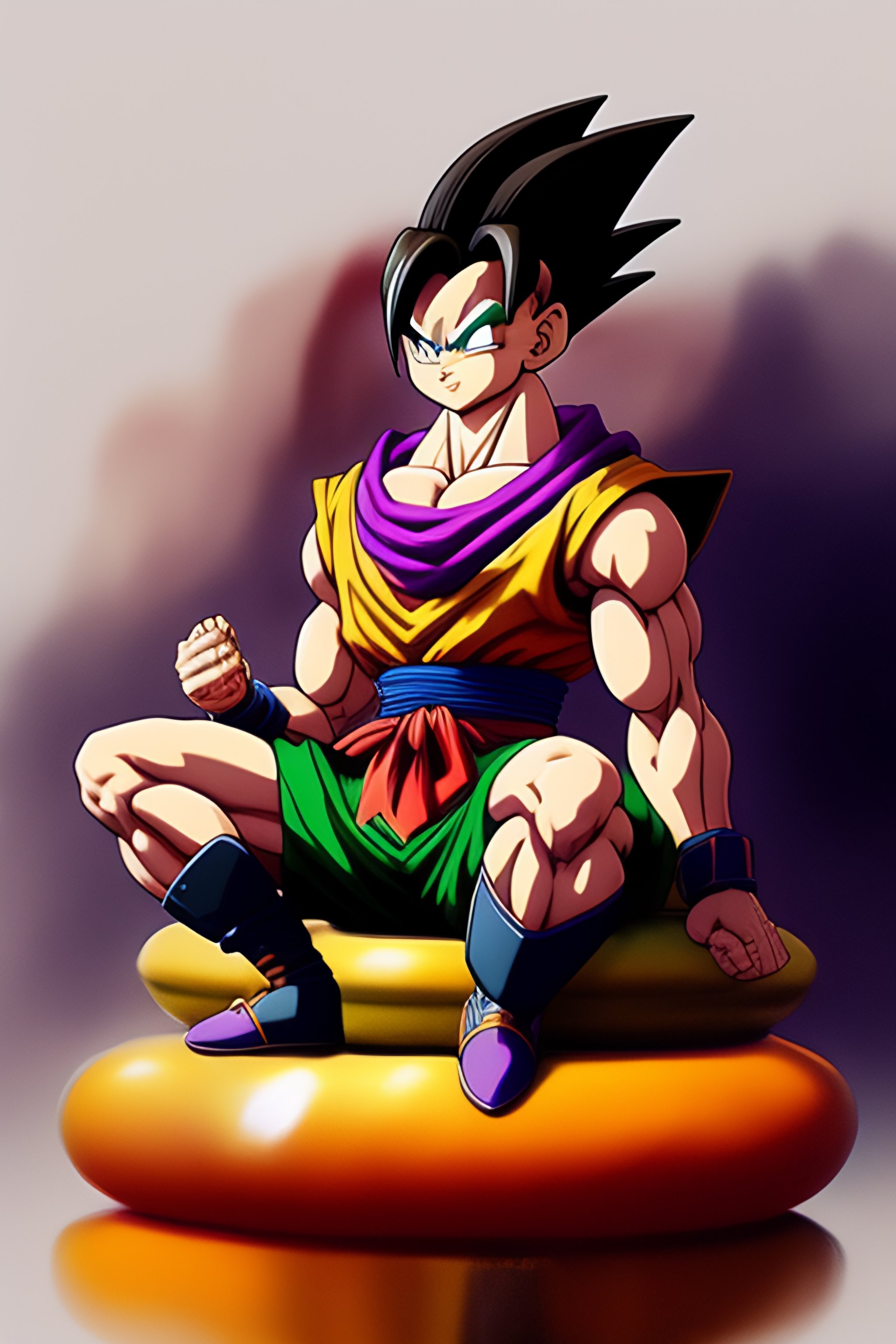 Lexica - Sketch of a dragon ball z character seated in meditation