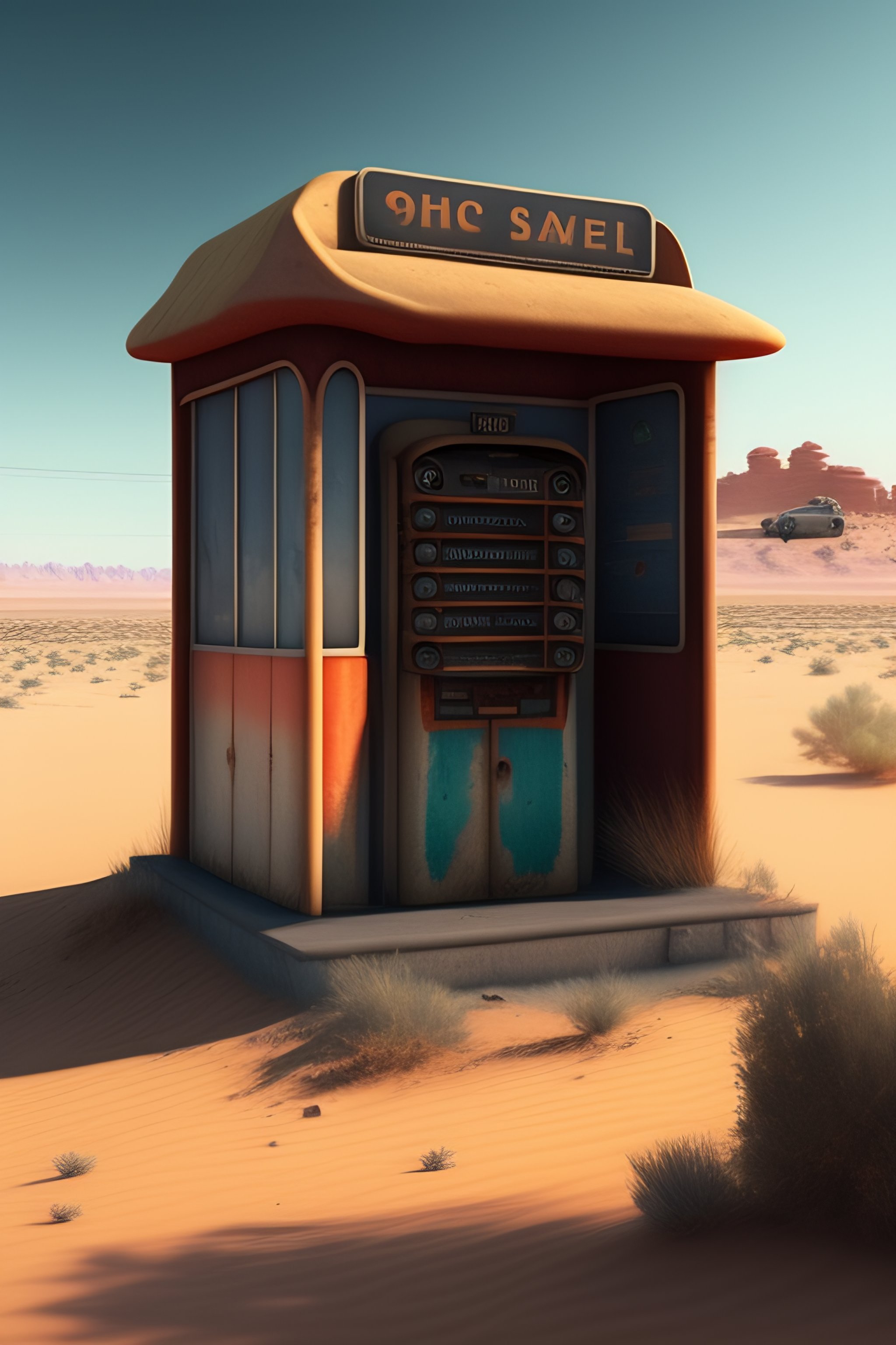 Lexica - An old, tiny abandoned gas station in the middle of the desert ...