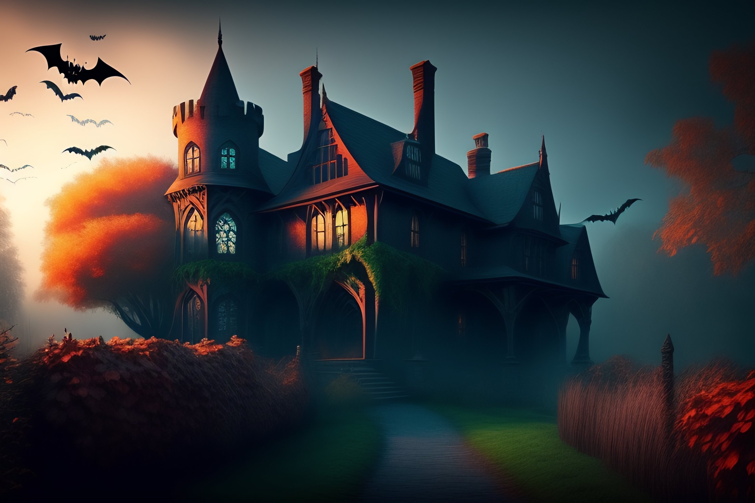 Lexica - Thumbnail background for a halloween YouTube channel with a ...