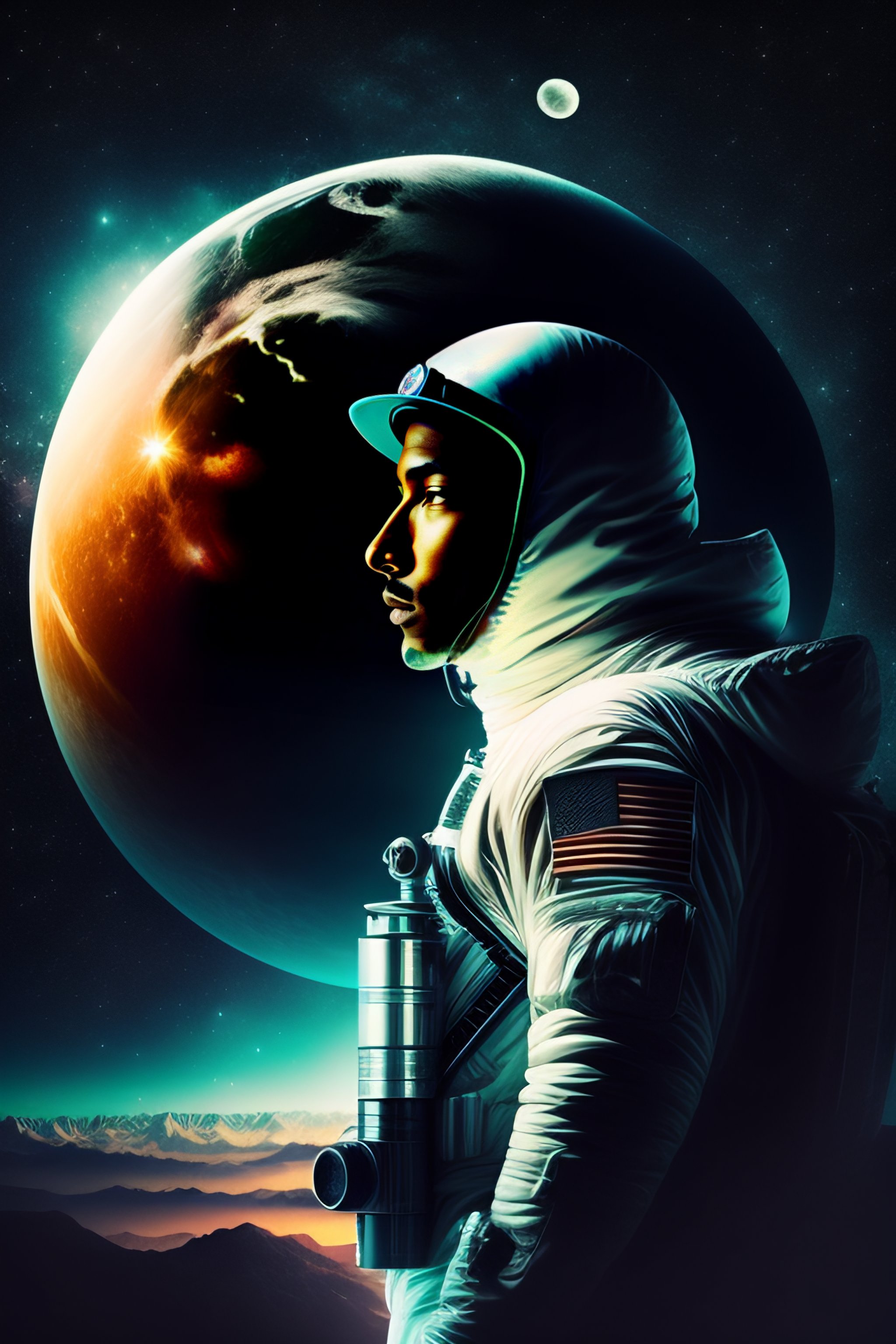 Lexica - Man on the moon smoking weed looking down on earth