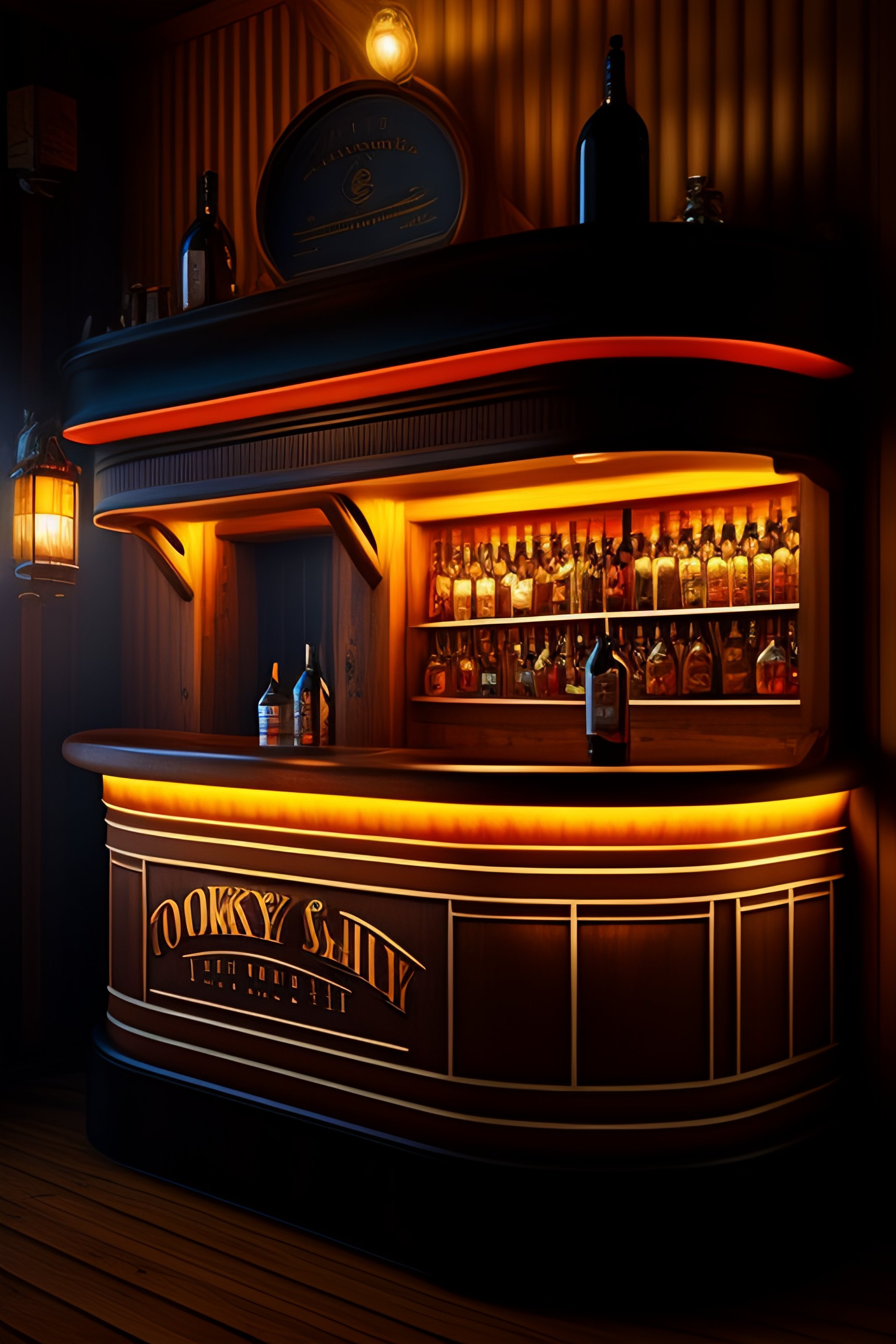 Lexica - Smokey bar, saloon, concept art, chandelier, honky tonk piano ...