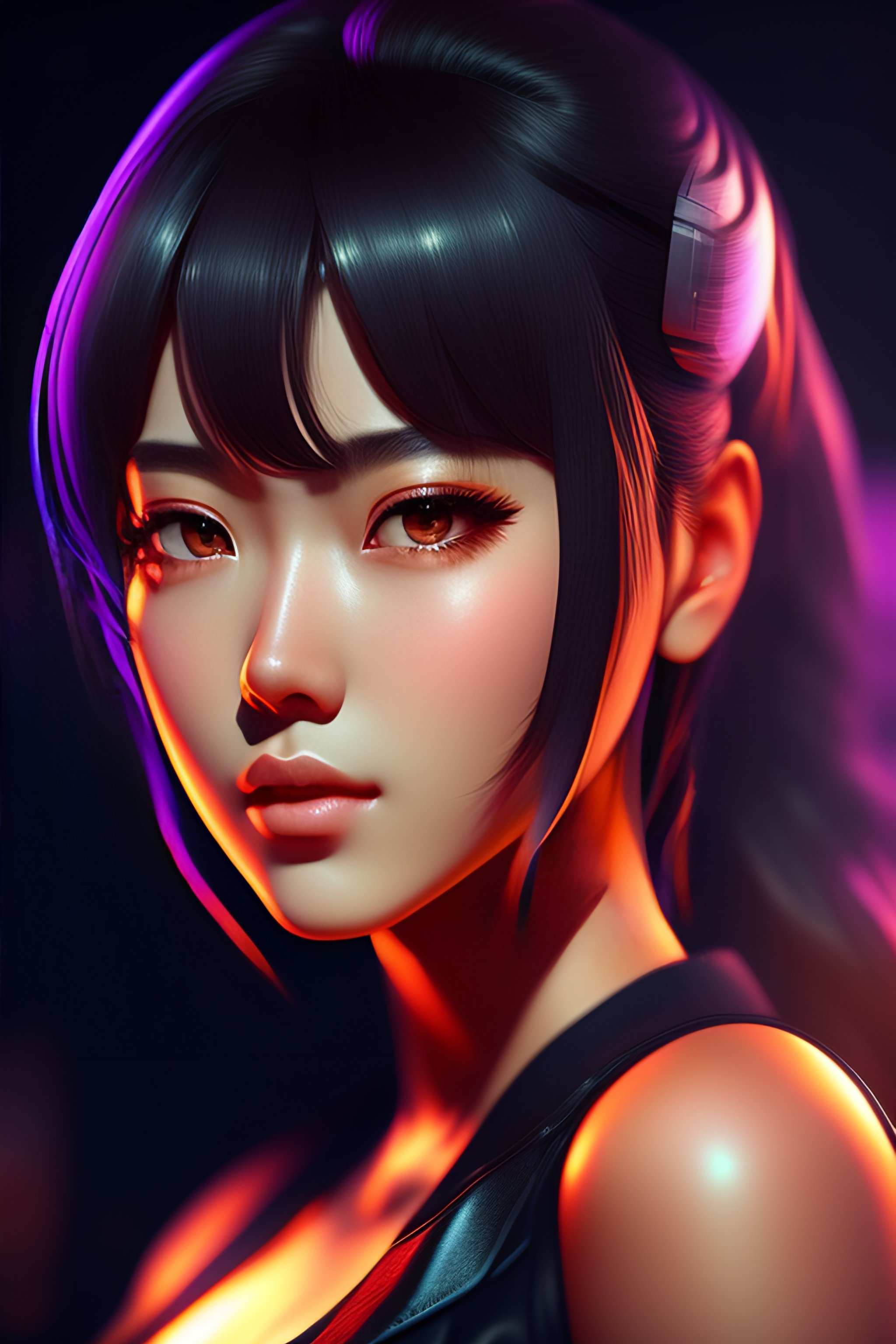 Lexica - Anime of girl, beautiful face, neon, anime, octane render, a ...