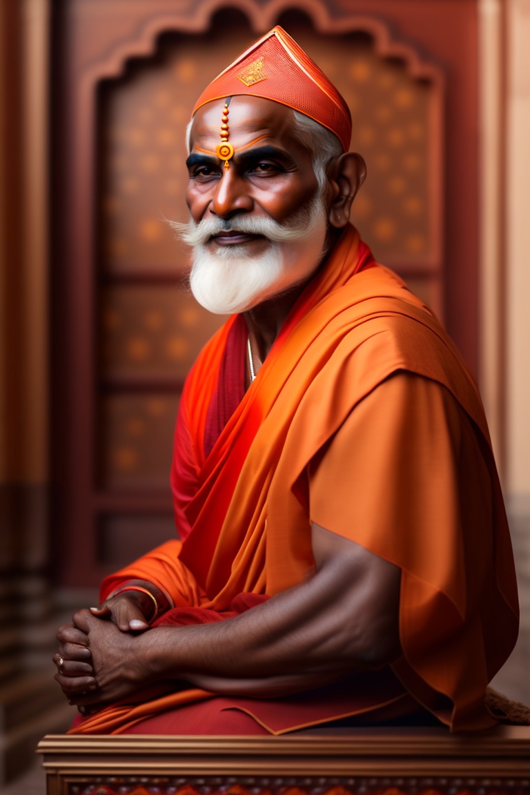 Lexica - Old indian monk pandit,with tilak on head,wear bhagwa clothes ...