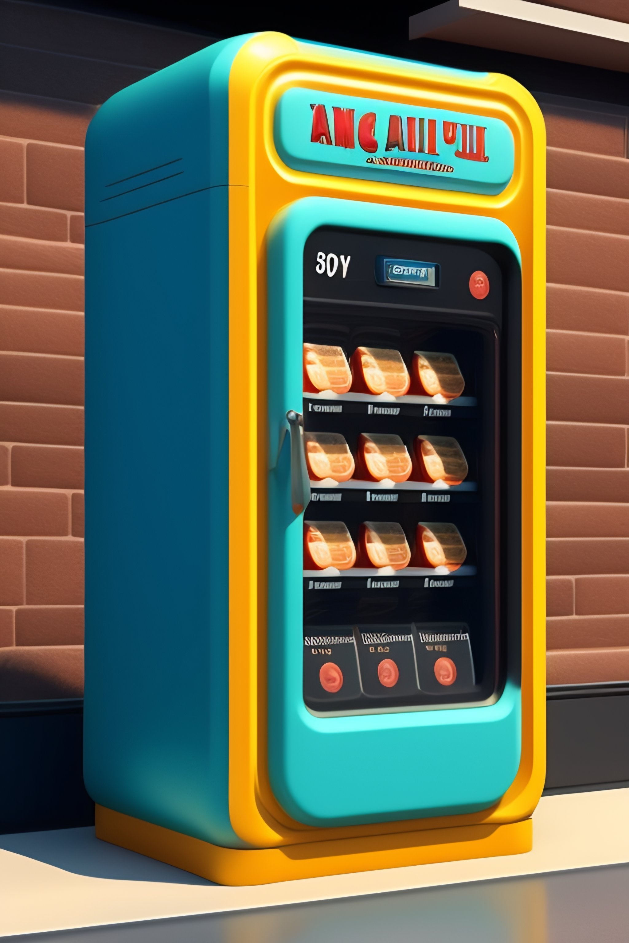 Lexica - A waffle vending machine, cute. Concept art illustration