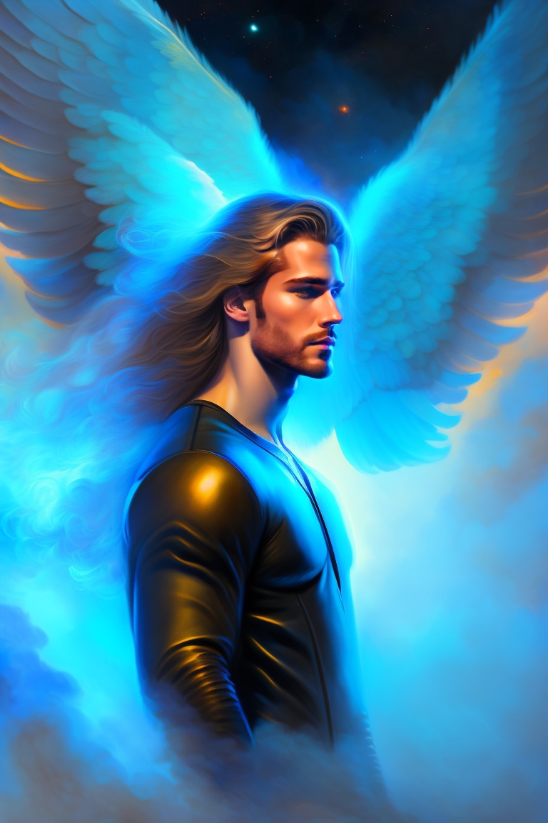 Lexica - Guardian Angel Portrait, Front, Male, Majestic, Long Hair, Dark Blonde, Long Wings ...
