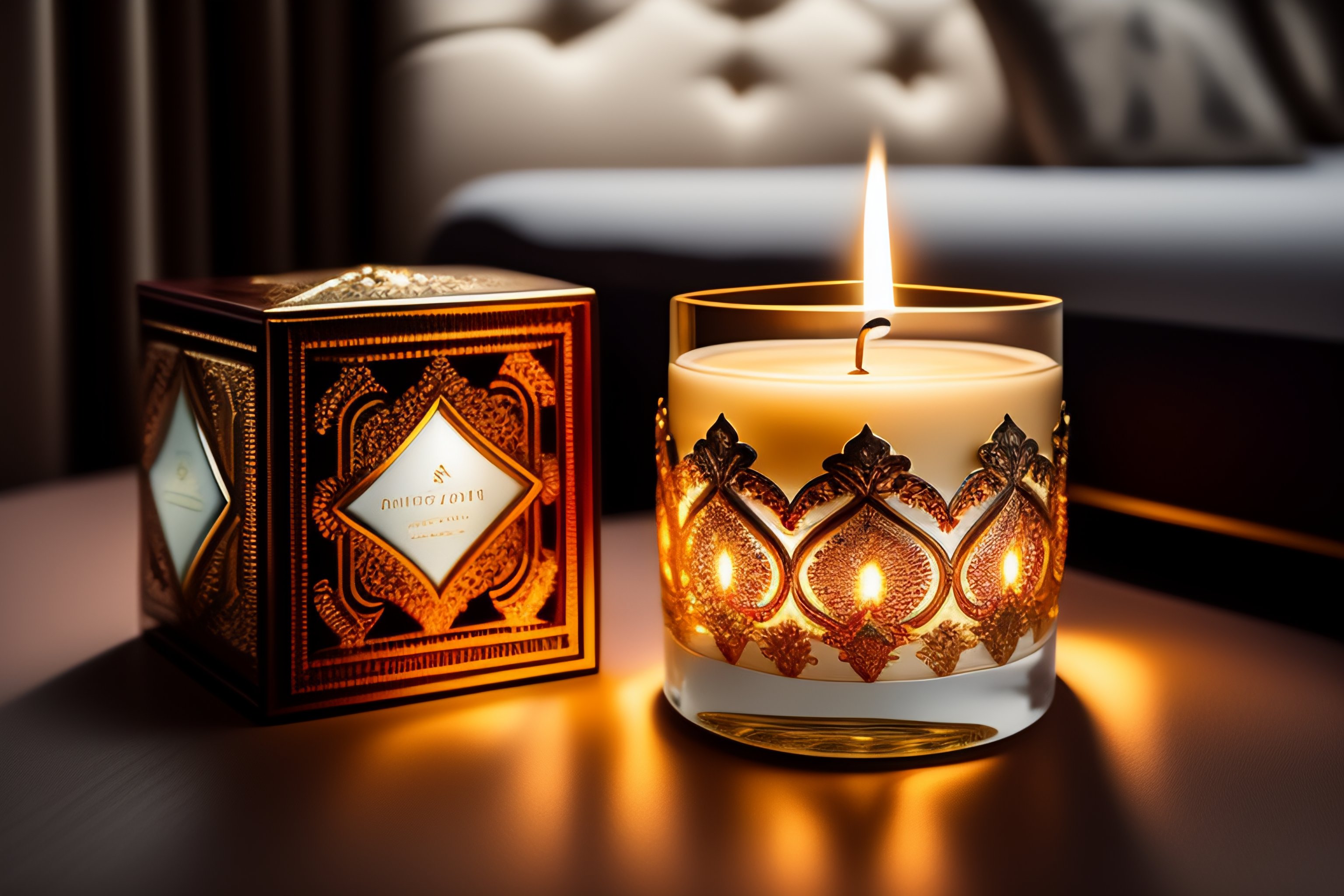 Lexica - Professional product photo of luxury candle, with a jewel ...