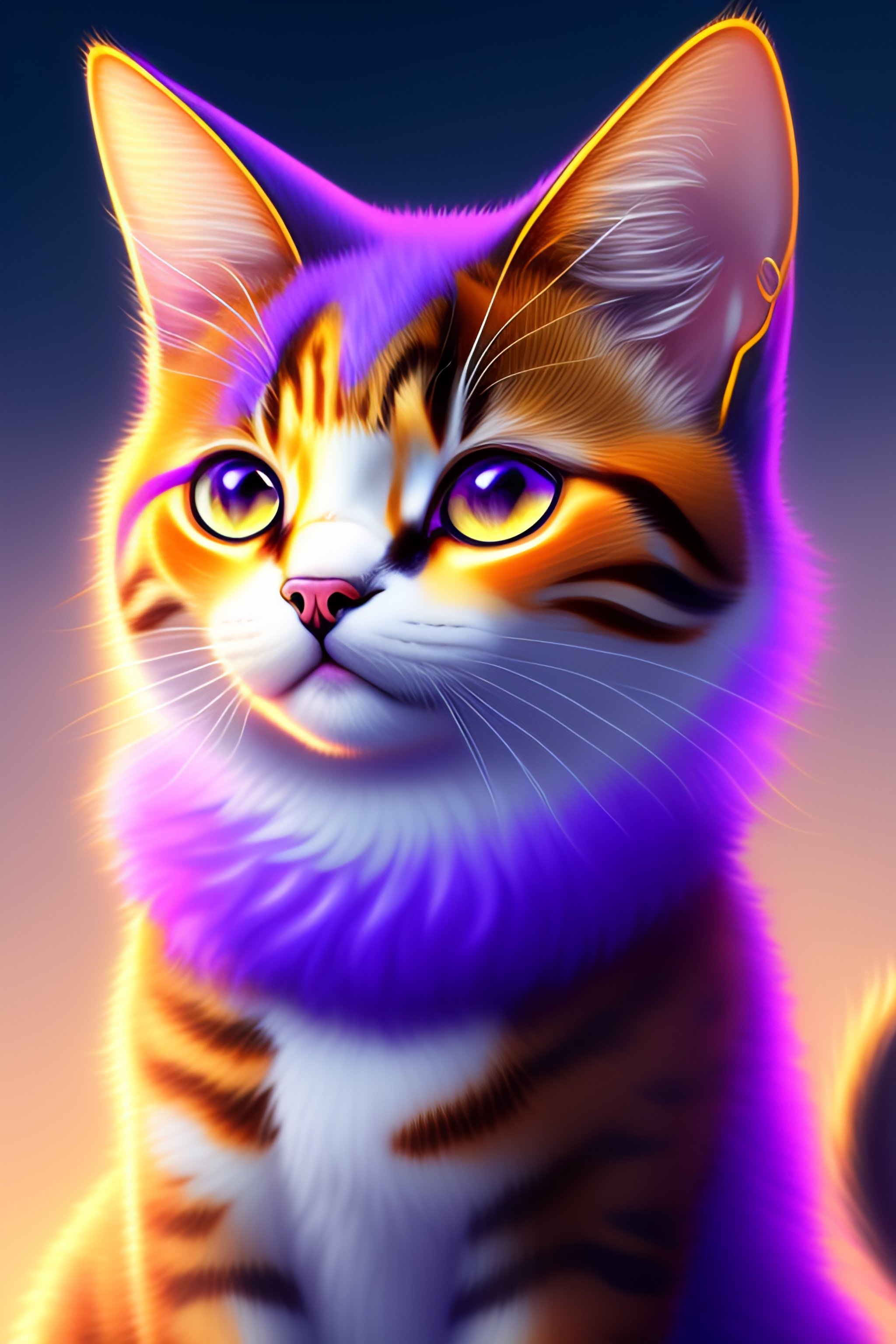 Lexica - A cat fursona with fluffy lavender and yellow fur digital art ...