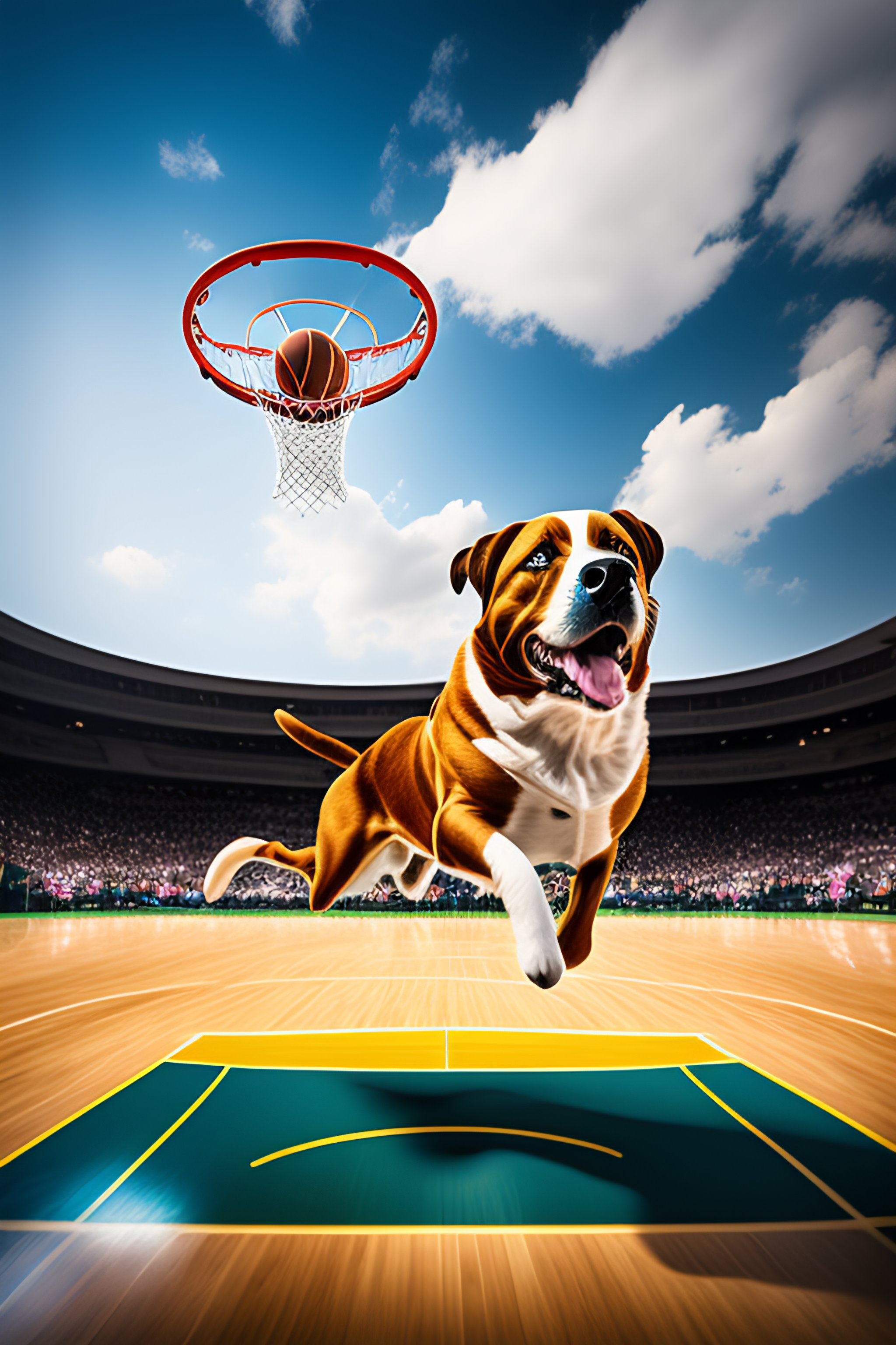 Lexica - Basketball dog basketball basket jump