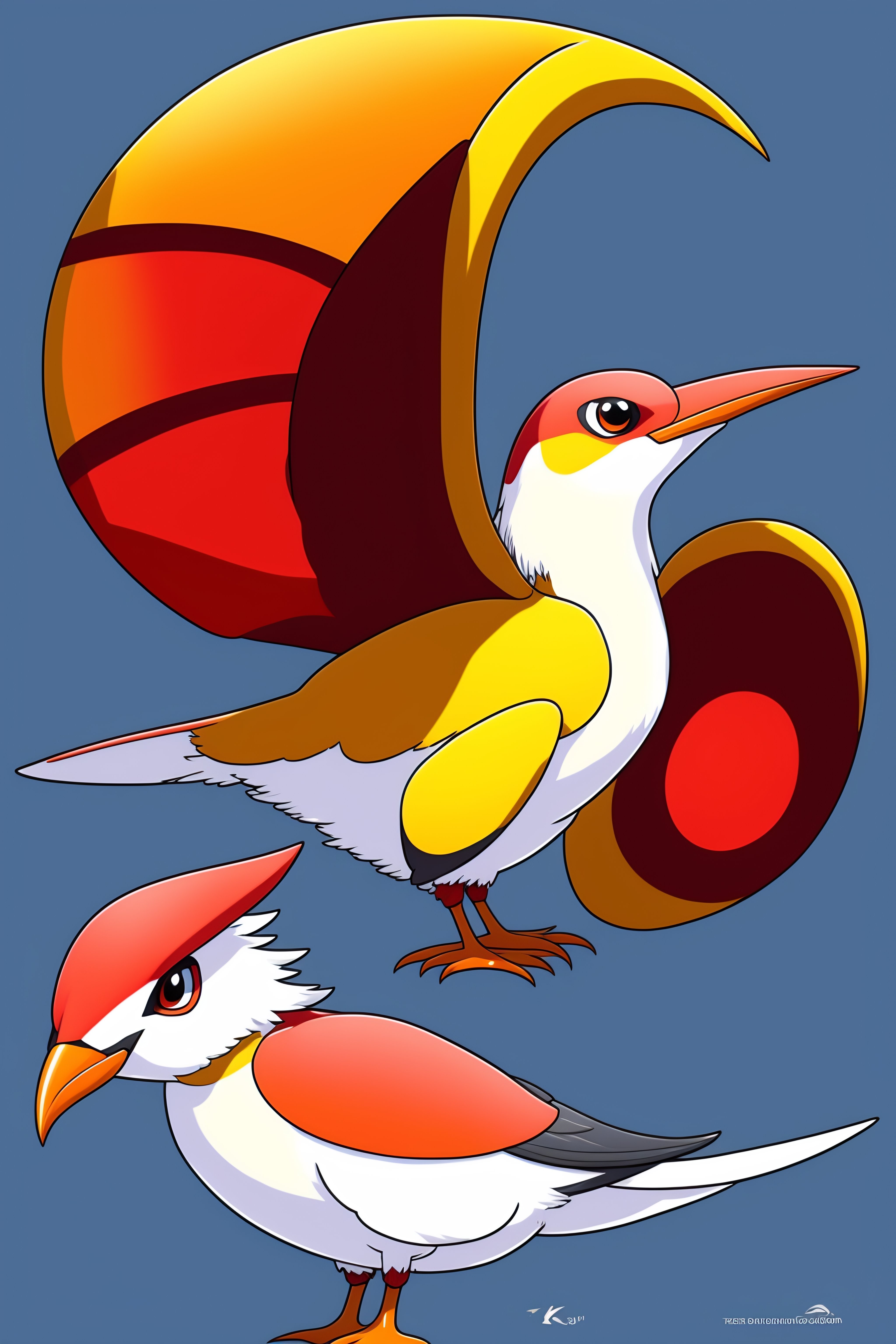 Lexica - Flying and fire type Pokemon based on a tern seagull, controls the sun, third stage ...
