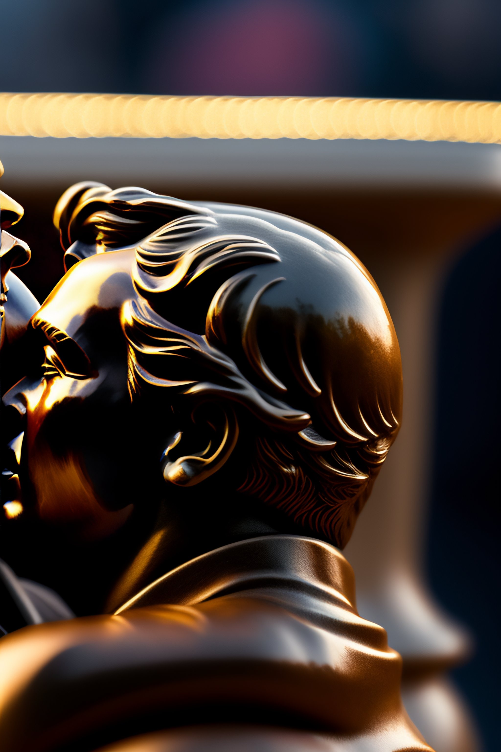 Lexica - Bokeh press Photograph of a bronze statue of Donald Trump ...