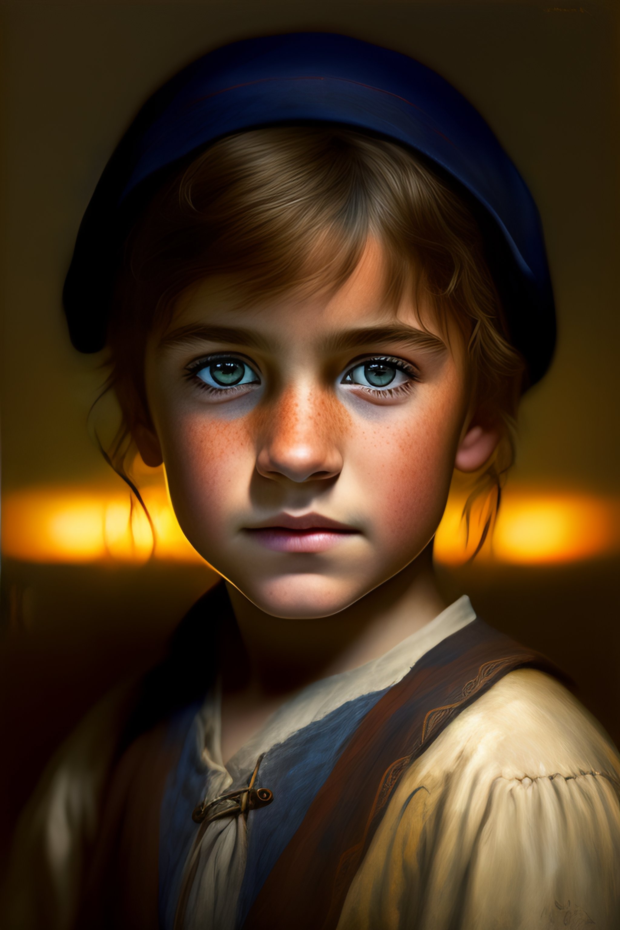 Lexica - A portrait of poor 10y old medieval ugly peasant child with ...