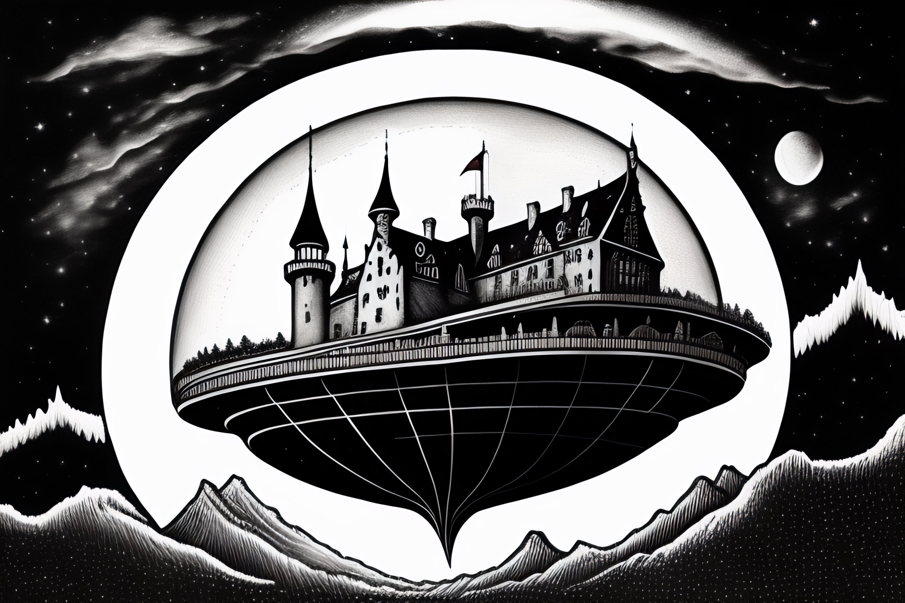 Lexica - A floating Gothic castle high above the ground actually above ...